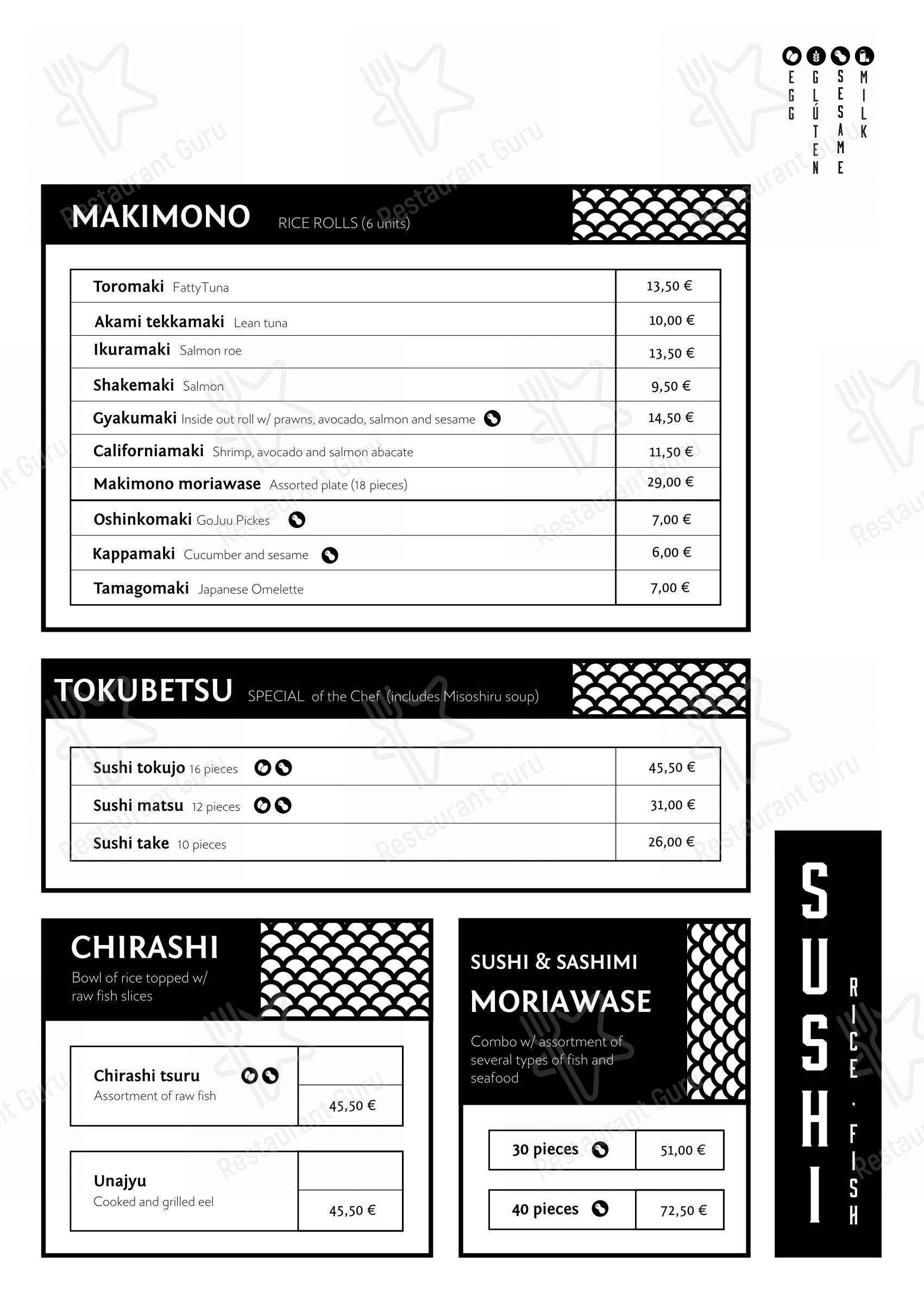 Menu at Restaurante Go Juu, Lisbon