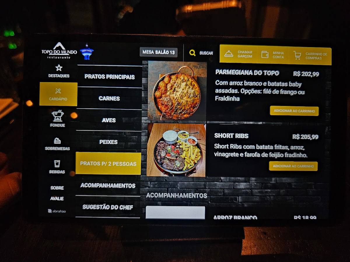 Menu em Restaurante Topo do Mundo, Nova Lima, R. Sen. Milton Campos