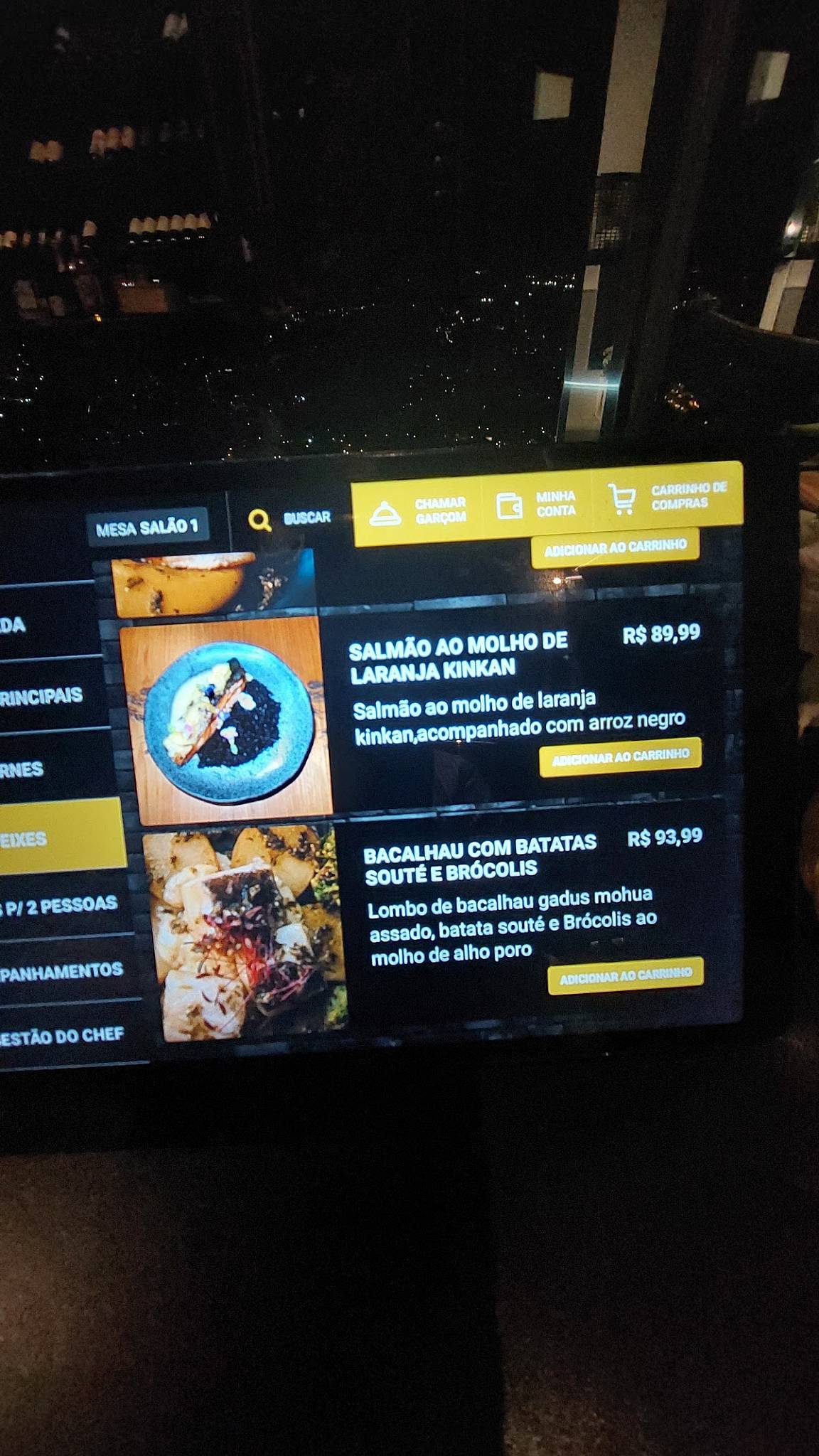 Carta de Restaurante Topo do Mundo, Nova Lima, R. Sen. Milton Campos