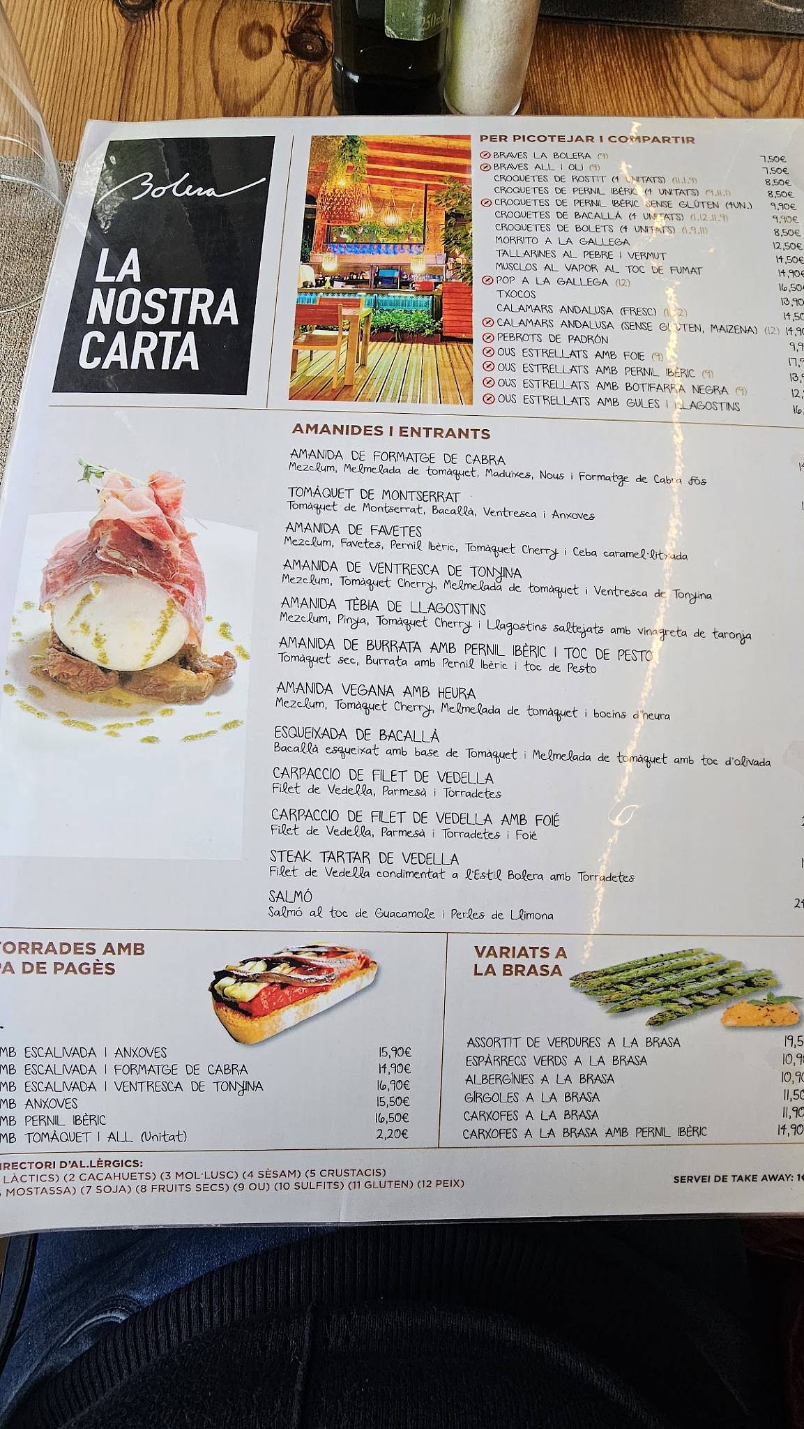 Carta de Restaurante la Bolera & el porxo de la bolera, Matadepera