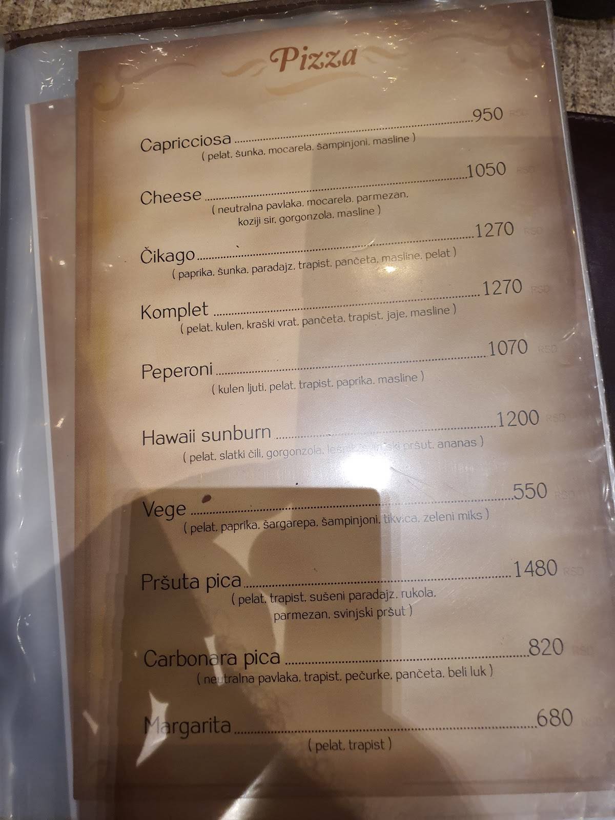Menu at Restoran Zen restaurant, Pancevo