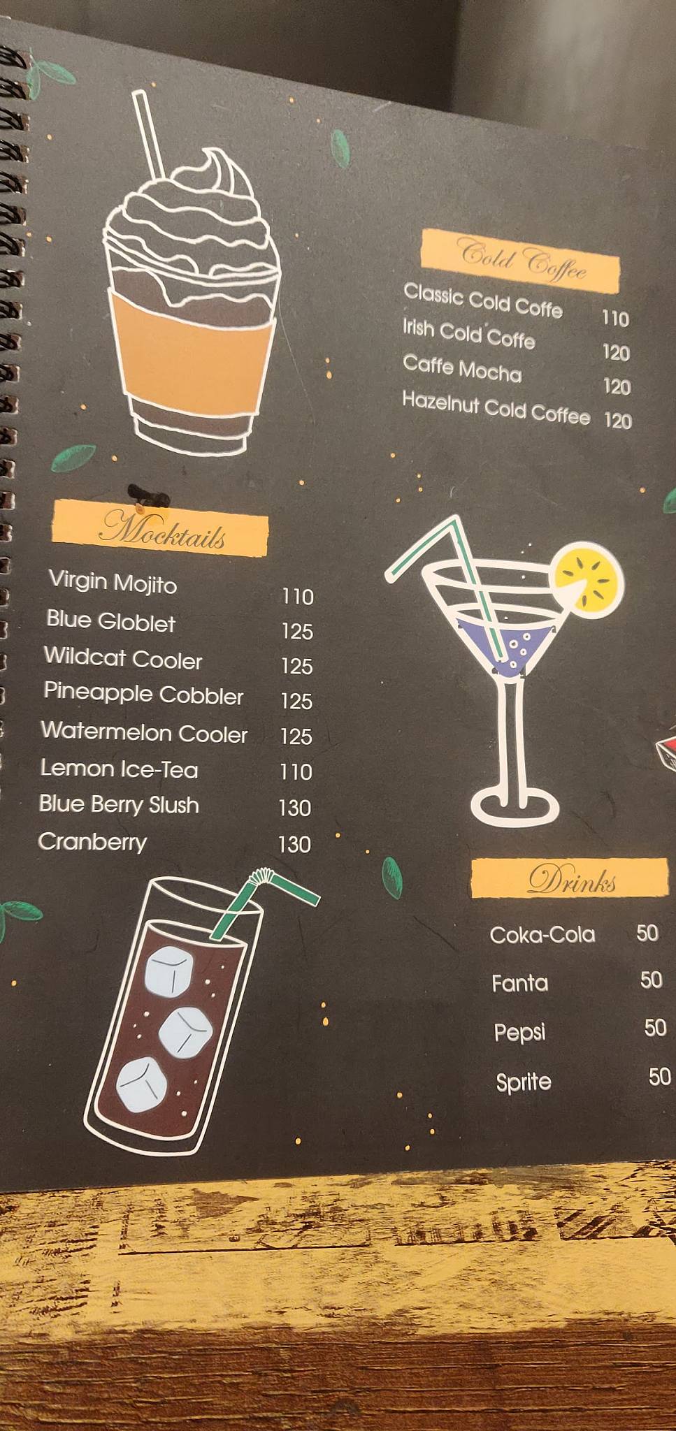Menu at Retro Thrill Cafe, Agra