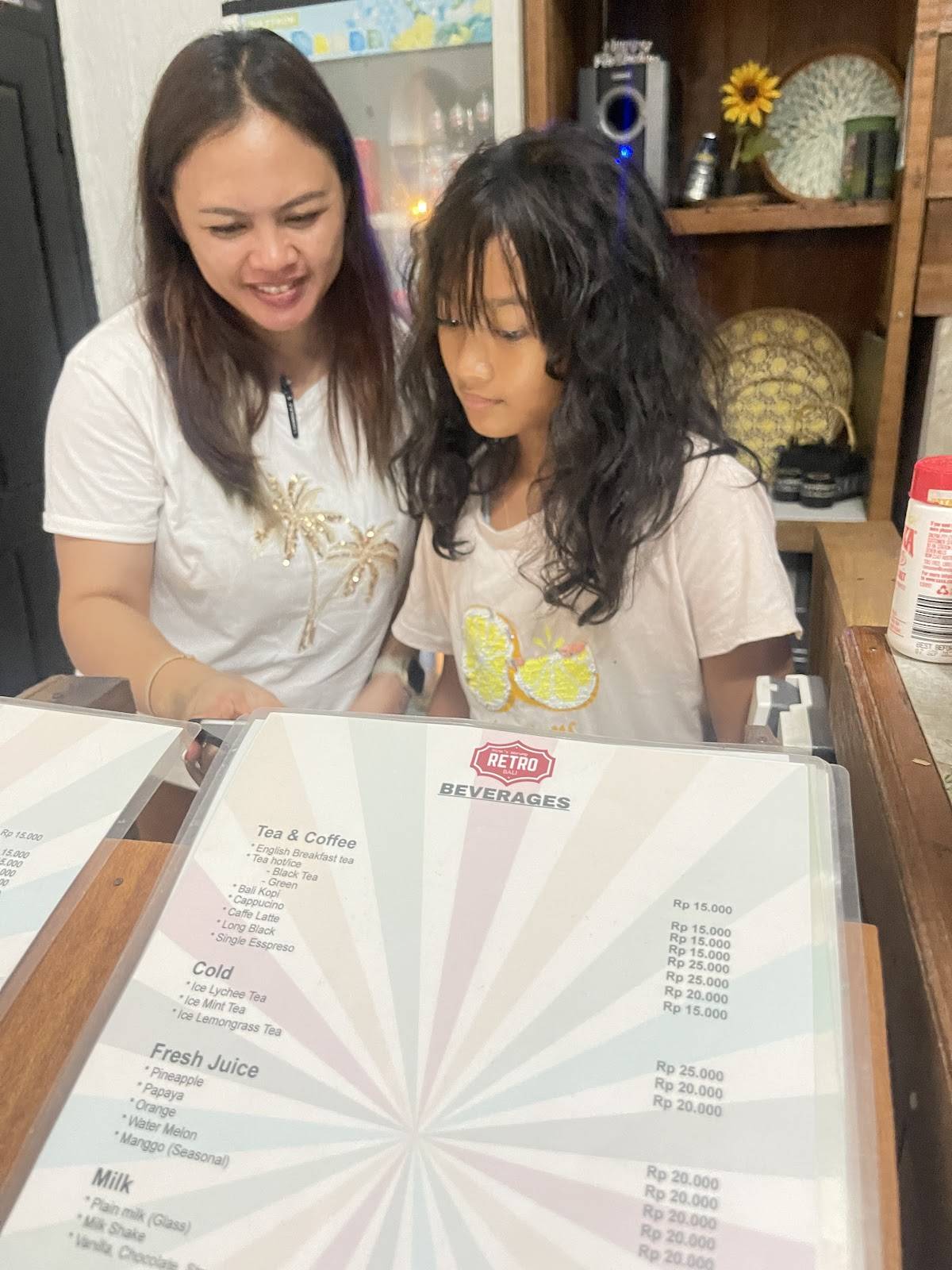 Menu at Retro Warung Bali restaurant, Kemenuh