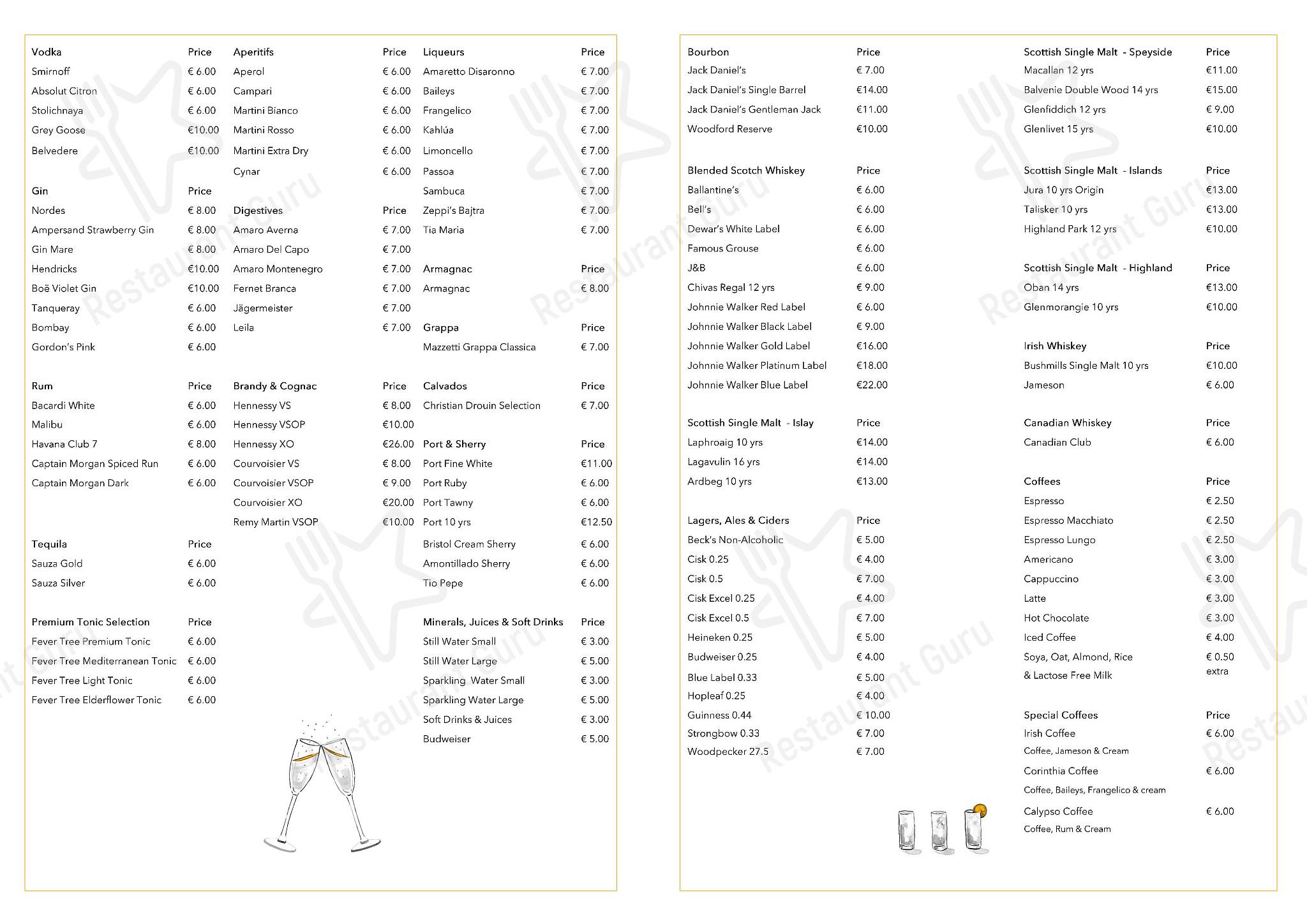 Menu at Rickshaw restaurant, Attard