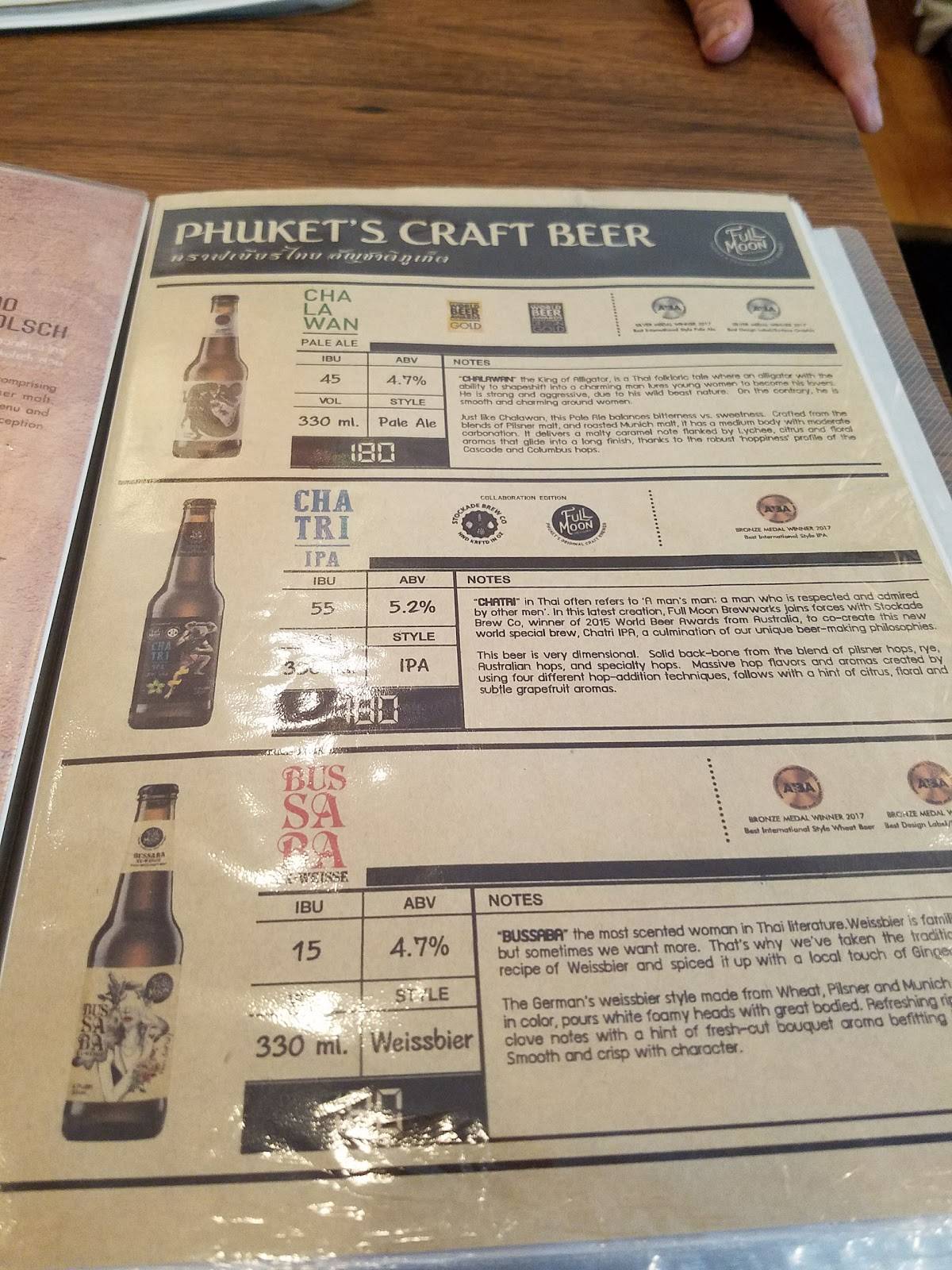 Menu at Rider Cafe Phuket, Phuket