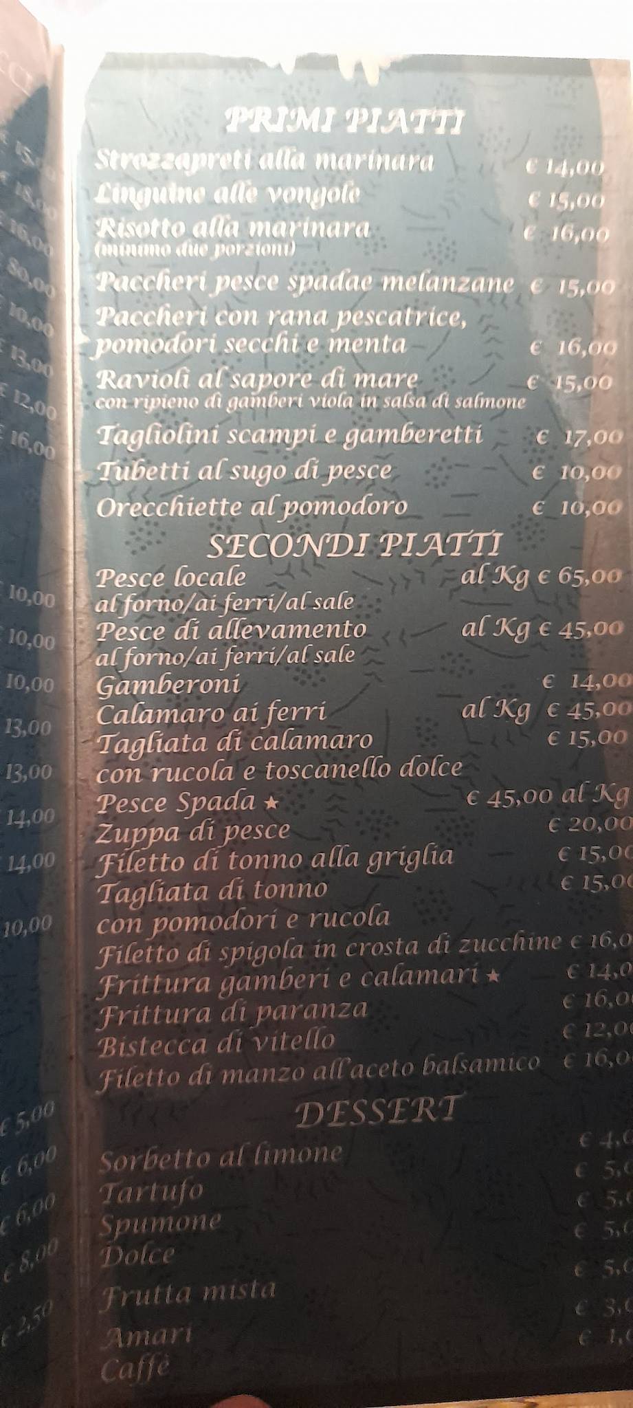 Speisekarte von Ristorante Al Gambero, Porto Cesareo