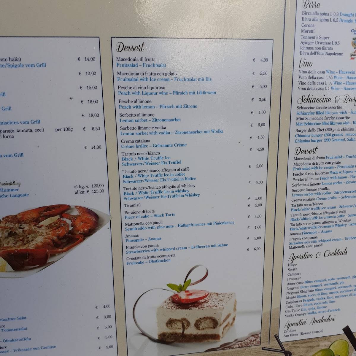 Menu da Ristorante Bar Da Paolo, Marina di Campo