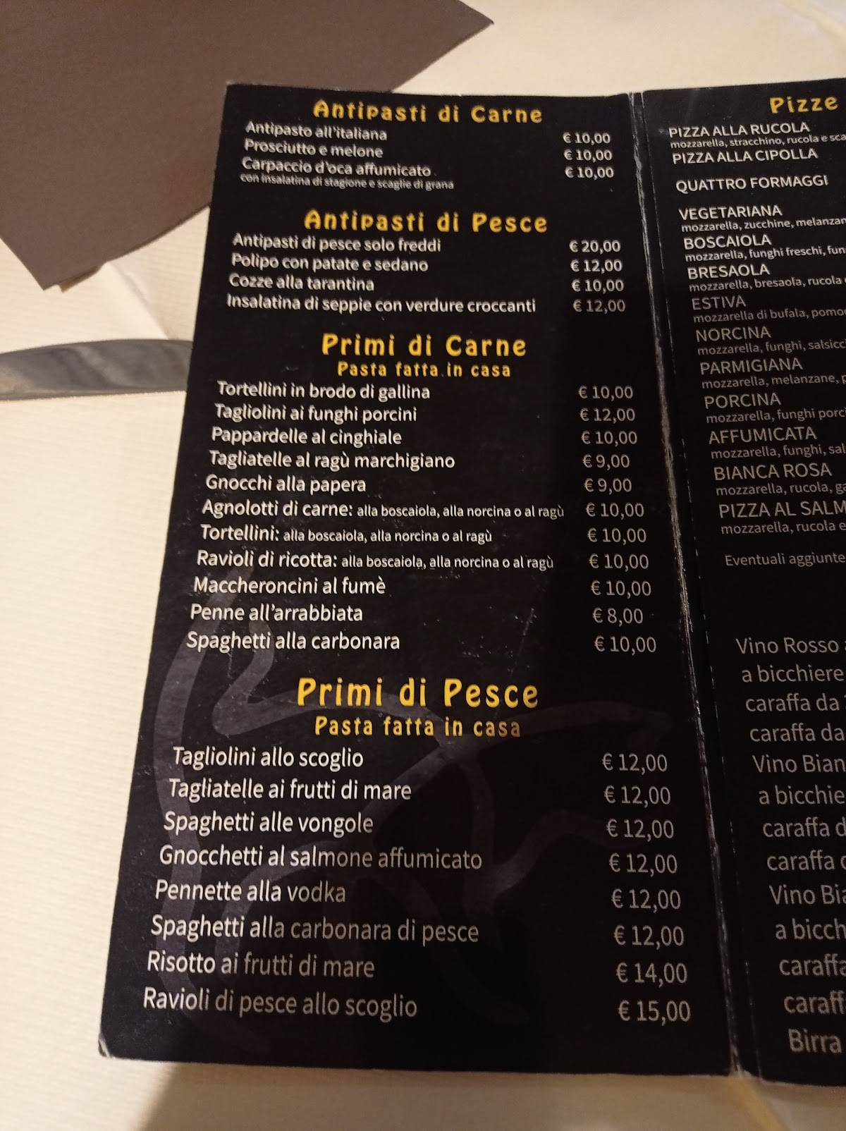 Menu da Ristorante Bar Gatto Nero, Castelfidardo