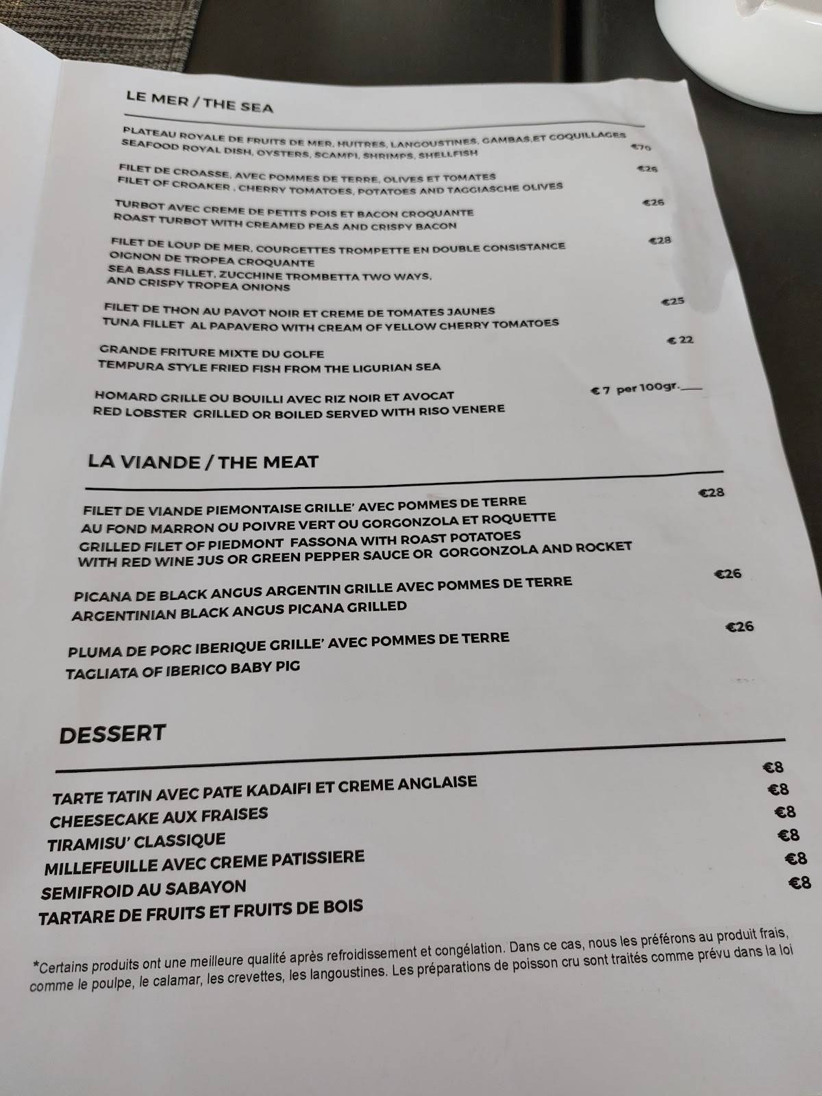 Speisekarte von Ristorante Chez Louis, Bordighera