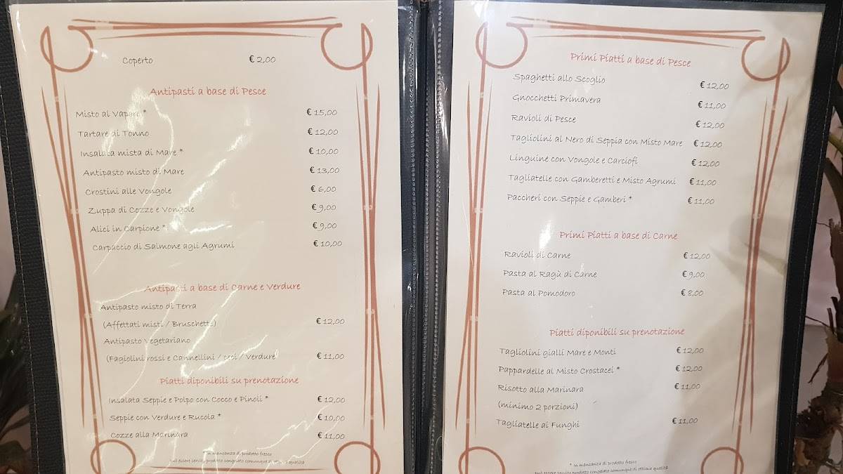 Menu at Ristorante Da Luisa, Massa, Via Partaccia