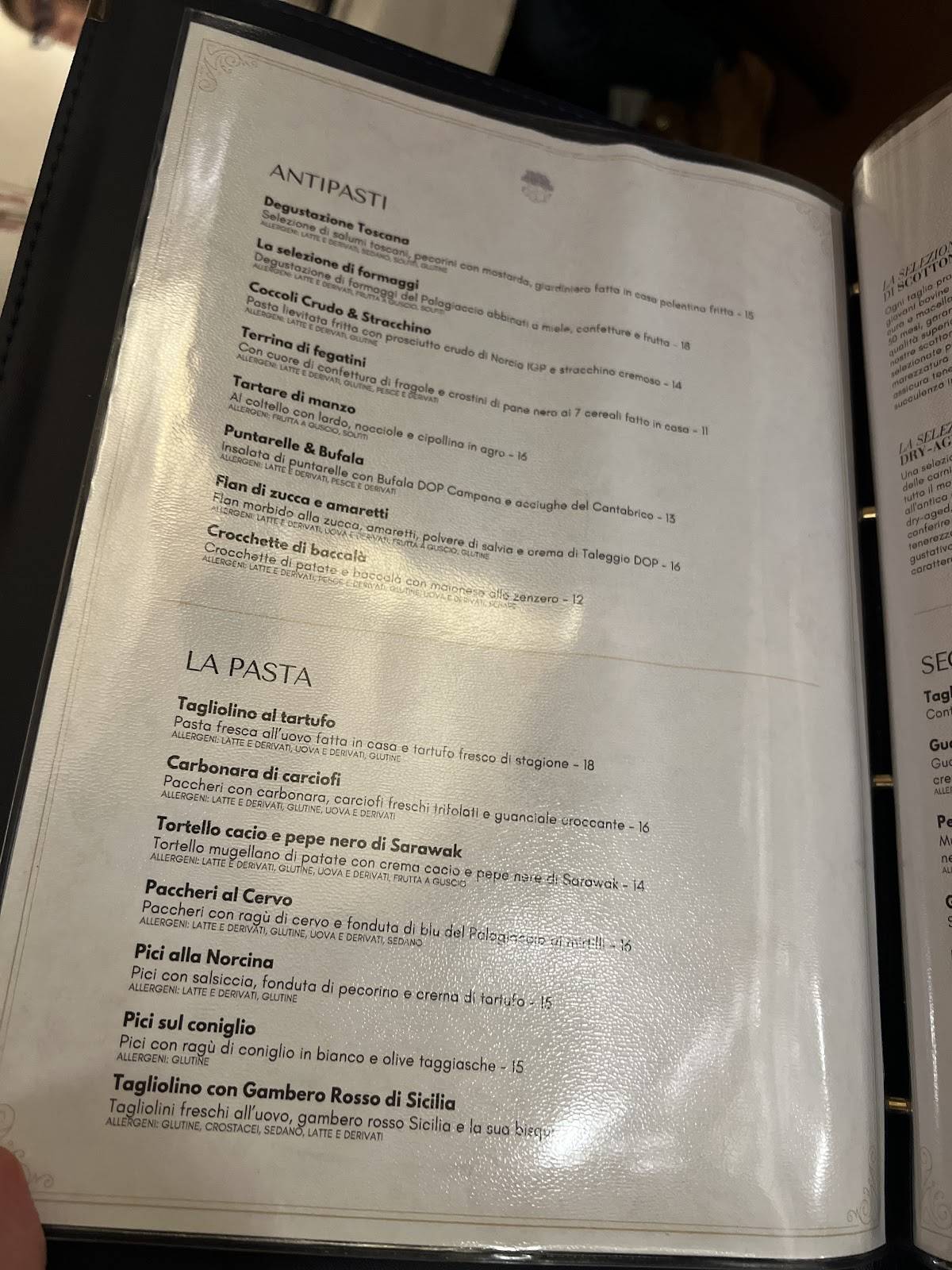Menu at Ristorante I Tre Pini, Florence, Via Imprunetana per Pozzolatico