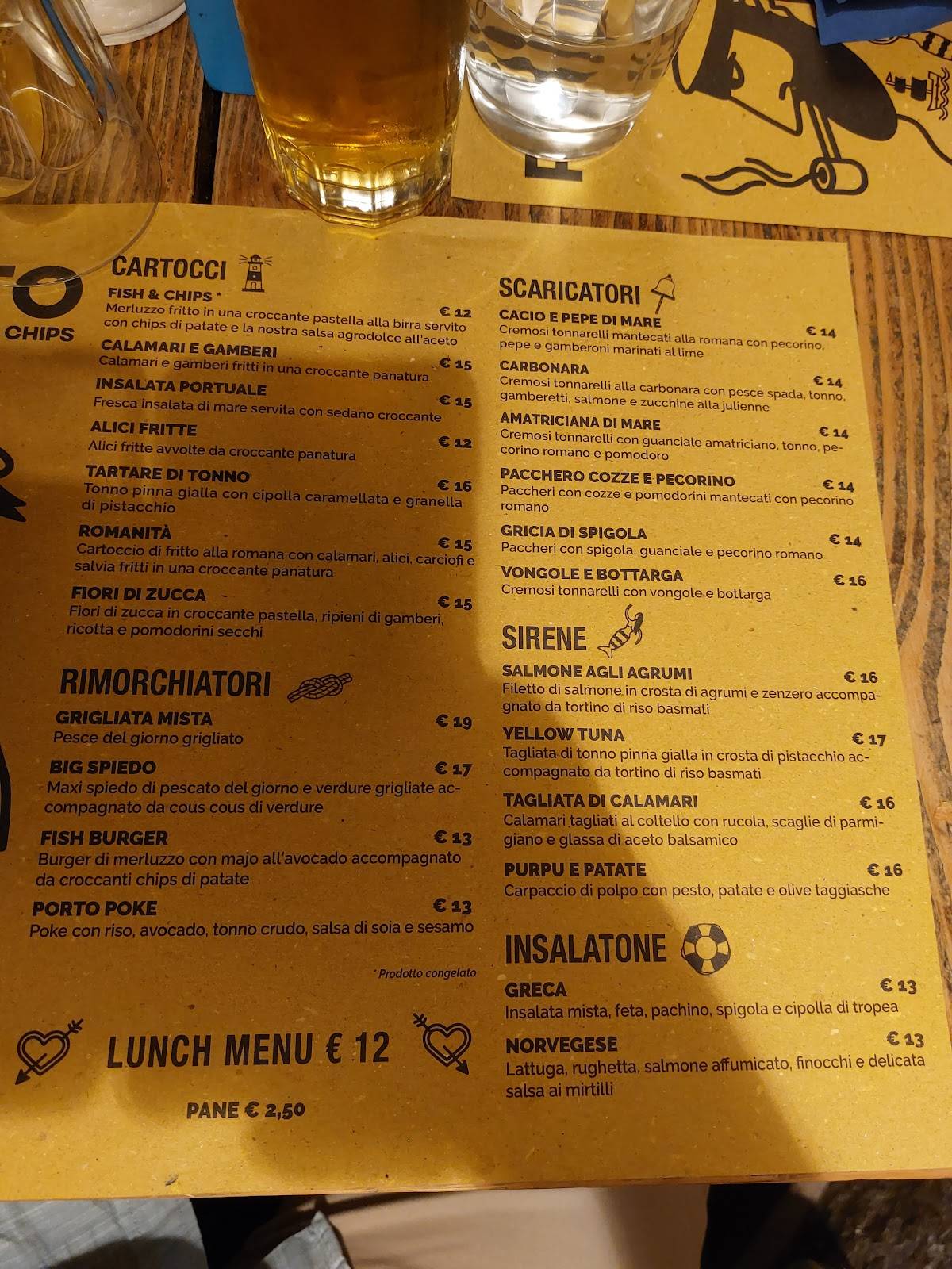 Menu at Ristorante PORTO - Fish & Chips, Rome, Via Crescenzio