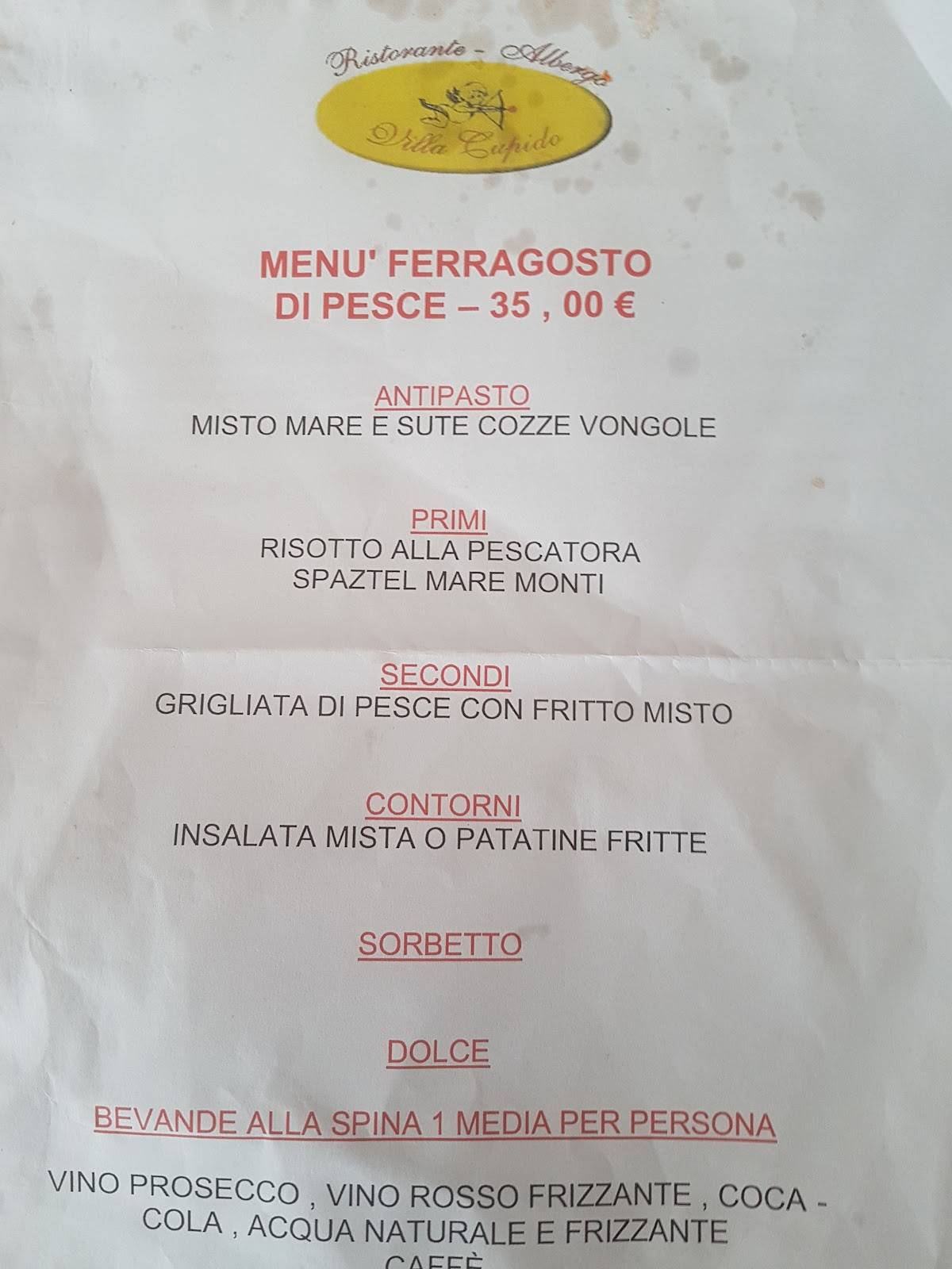 Menu da Ristorante Cupido, Reggio Emilia, Via Giambattista Vico