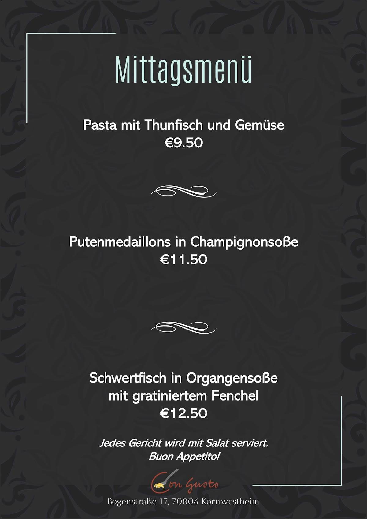 Speisekarte von Ristorante Pizzeria Con Gusto, Kornwestheim