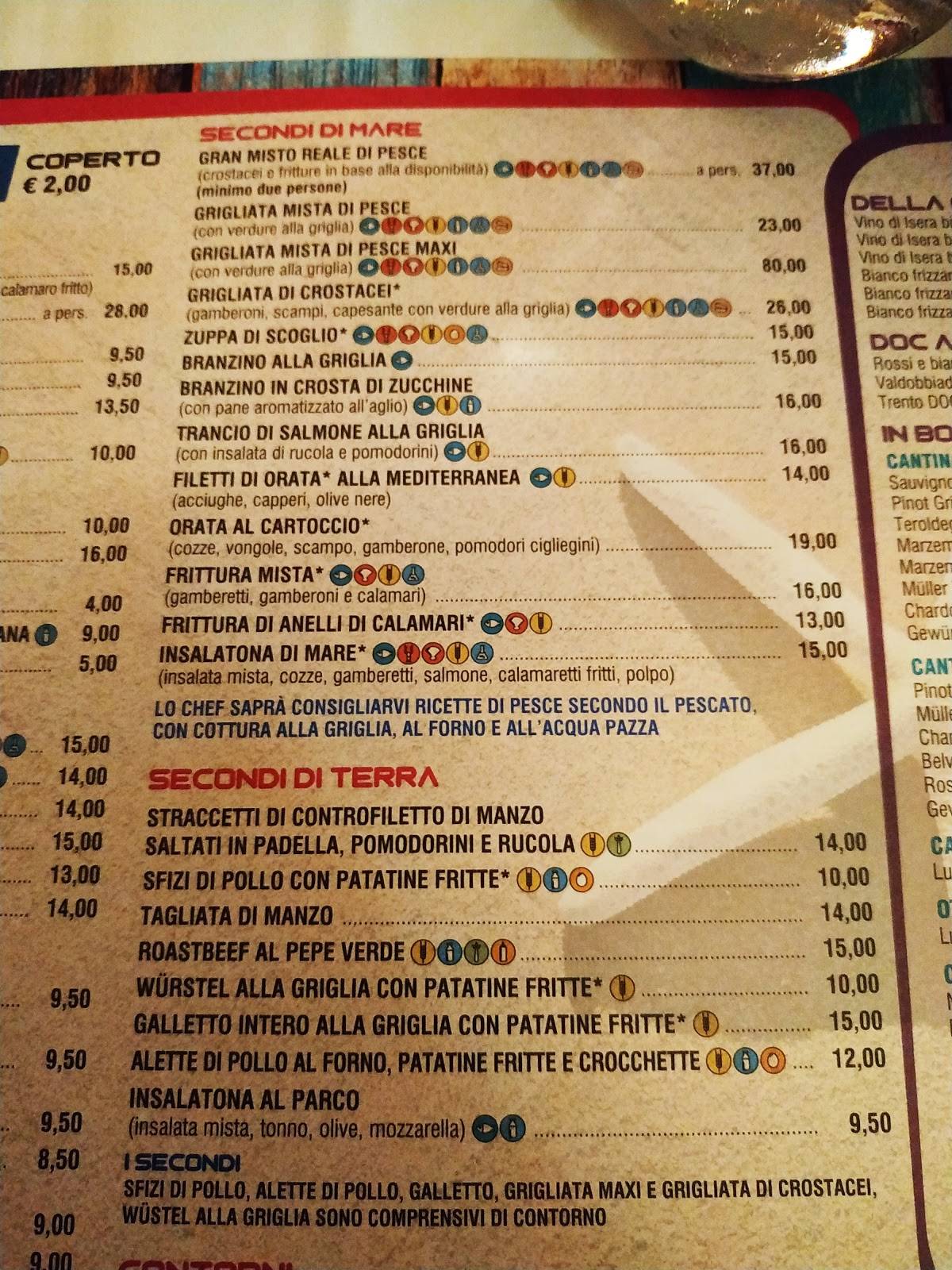 Menu da Ristorante Pizzeria Al Parco, Isera