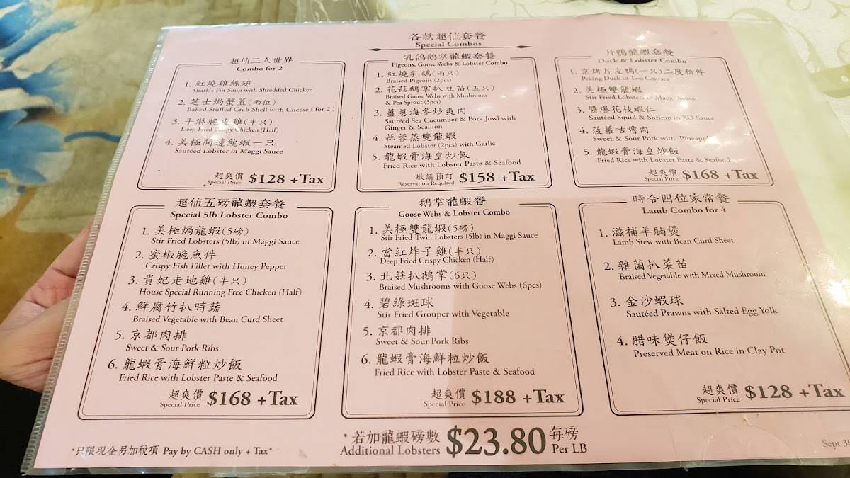 Menu at Ritzy Palace Chinese Cuisine restaurant, Markham, Woodbine Ave