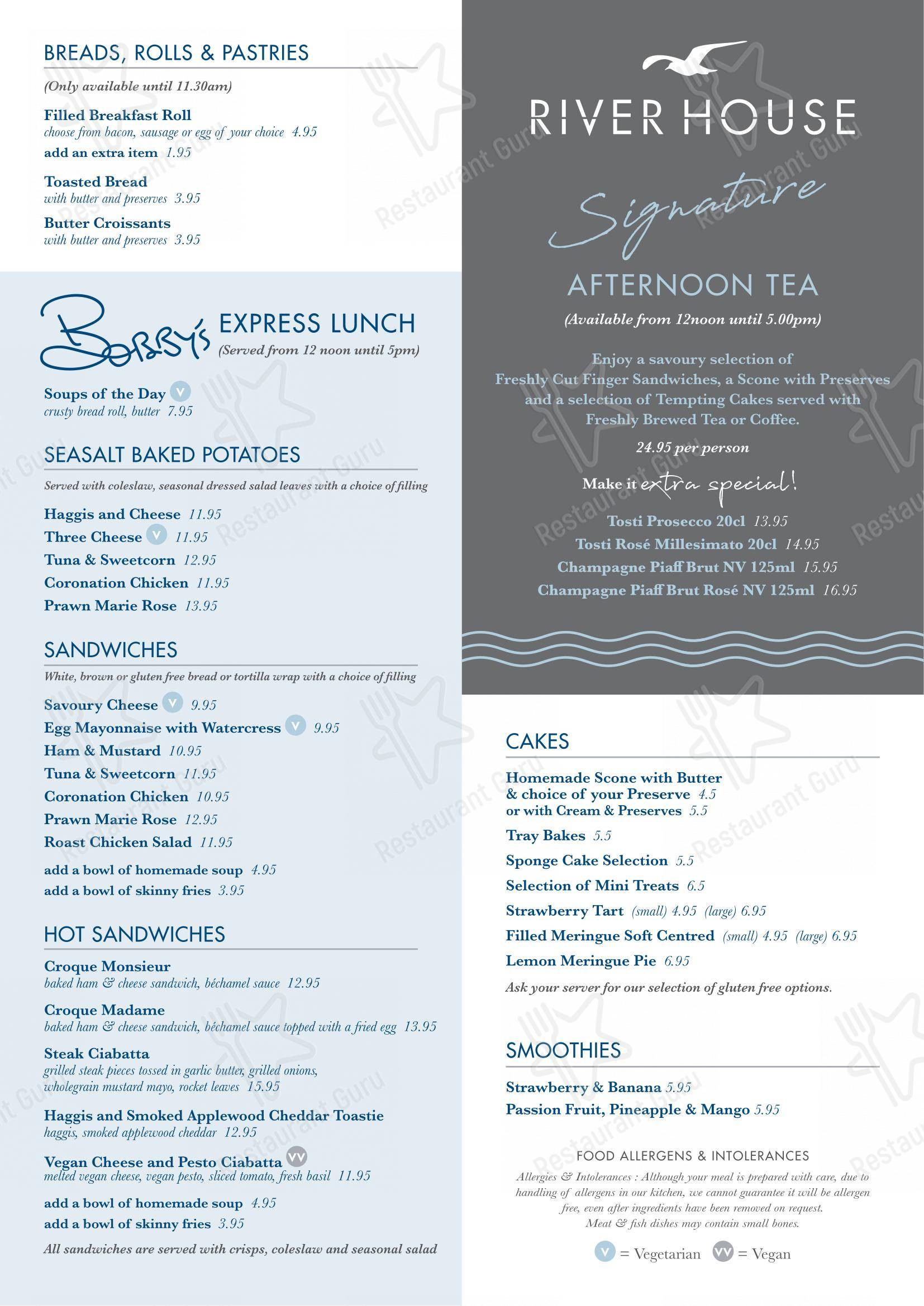 Menu at River House Stirling restaurant, Stirling
