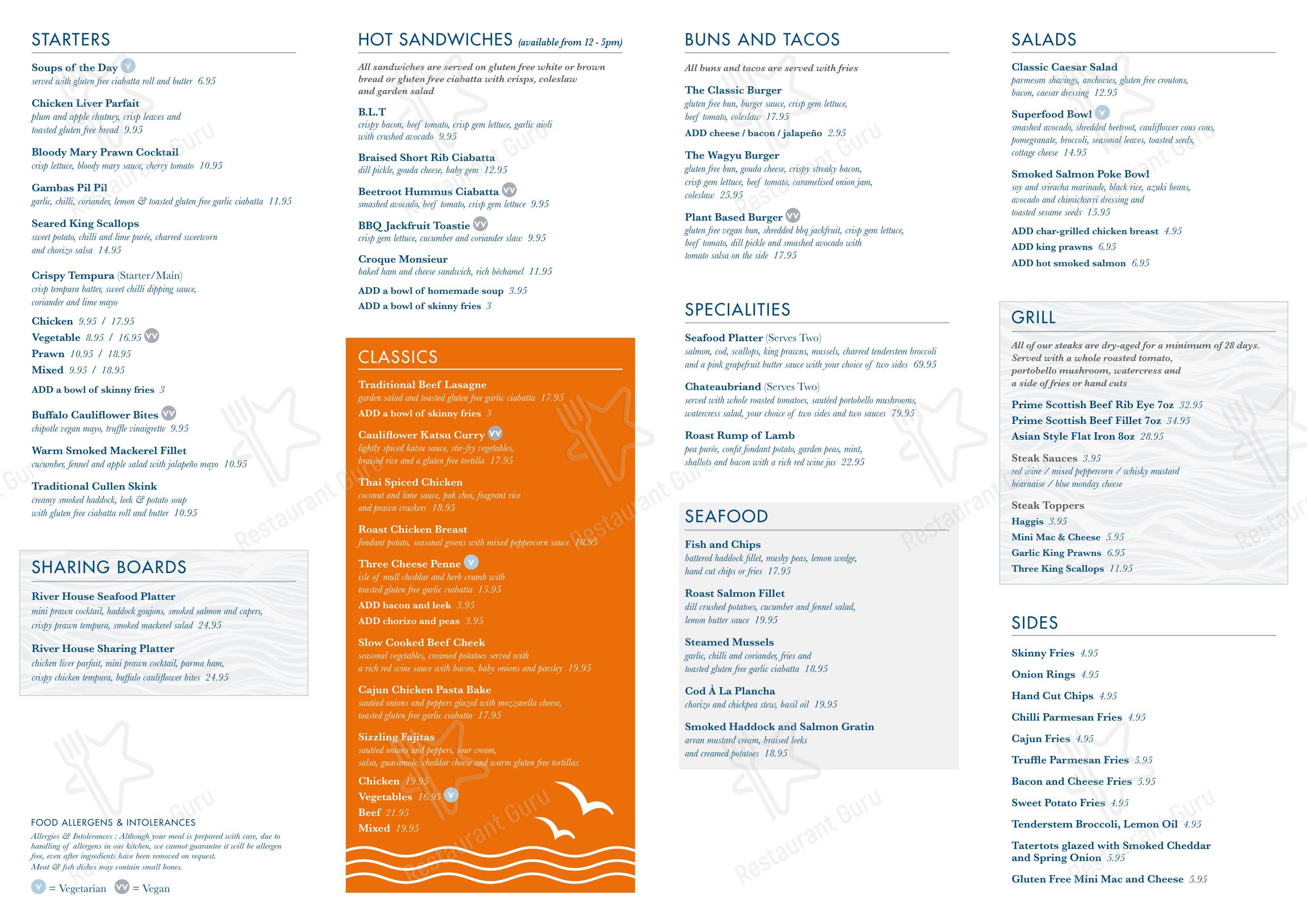 Menu at River House Stirling restaurant, Stirling