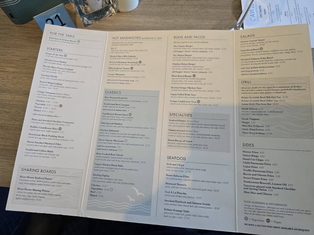 Menu at River House Stirling restaurant, Stirling