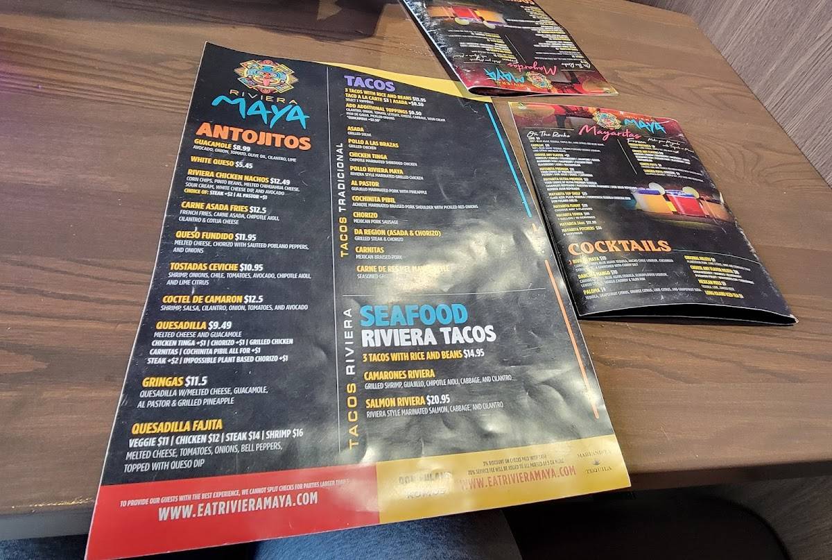 Menu at Riviera Maya Taco & Tequila Bar, Merrillville