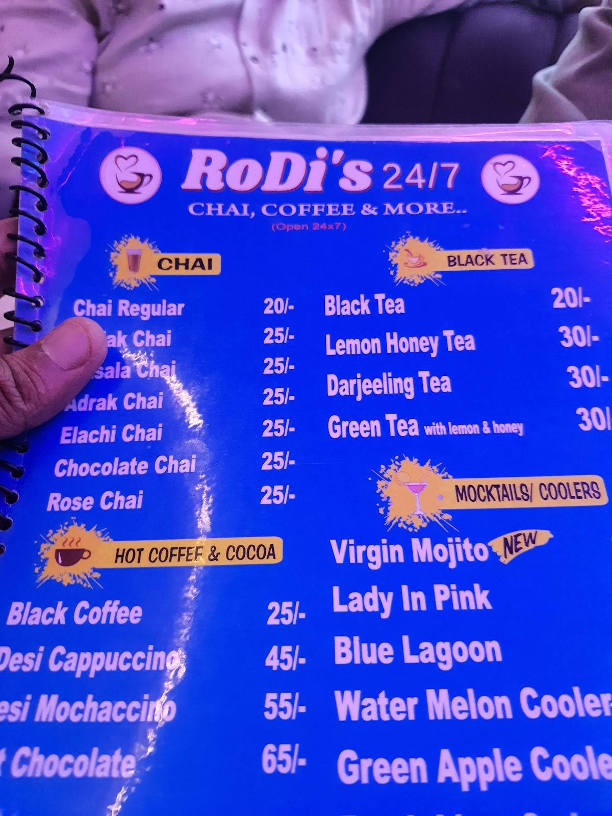 Menu at RoDi's 24/7 (Chai, Coffee & More..), Kanpur