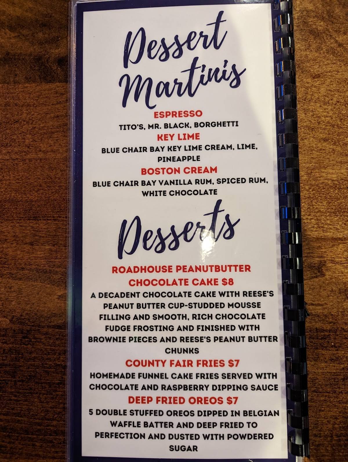 Menu at Roadhouse 38 pub & bar, Lombard