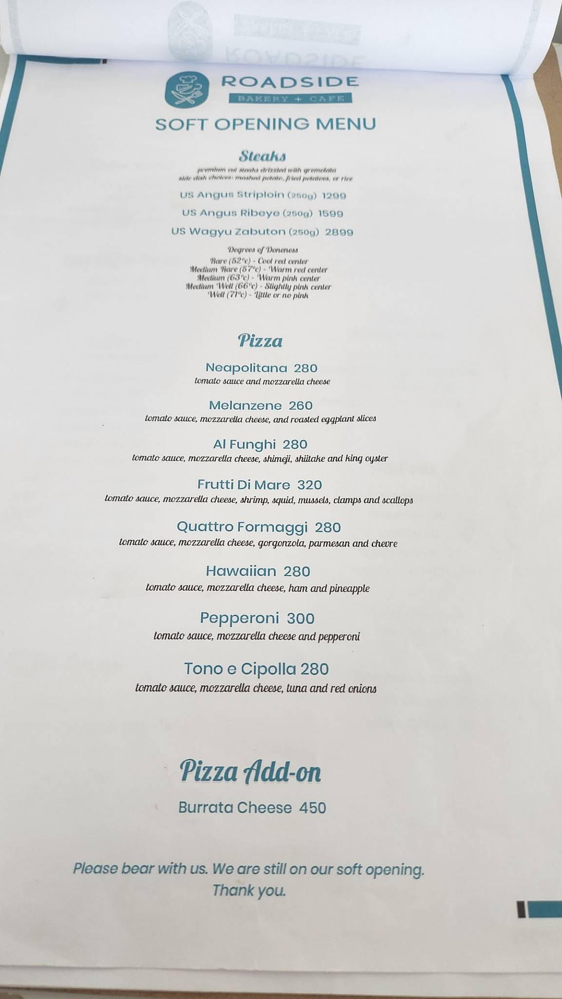 Menu at Roadside Bakery + Cafe, Panabo, 8M6P+C5F