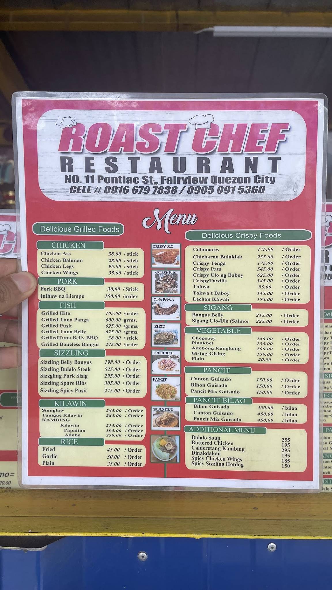 Carta del pub y bar Roast Chef, Ciudad Quezon