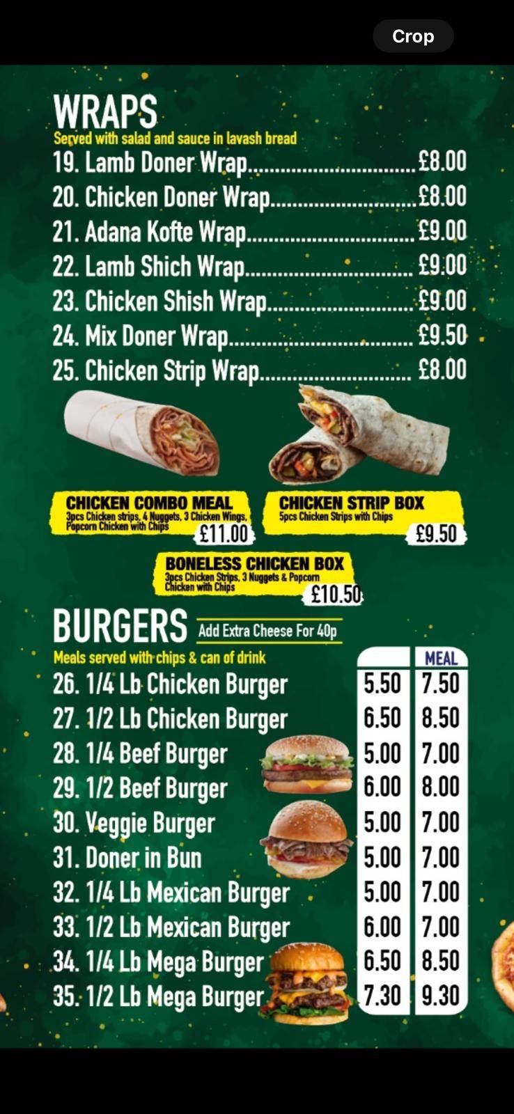 Menu at Roche Star Kebab house restaurant, Roche