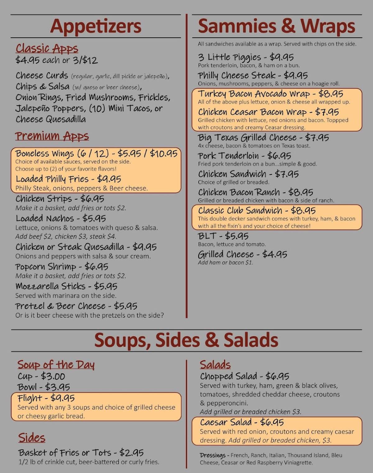 Menu at Rock City Tap Inc pub & bar, Rock City