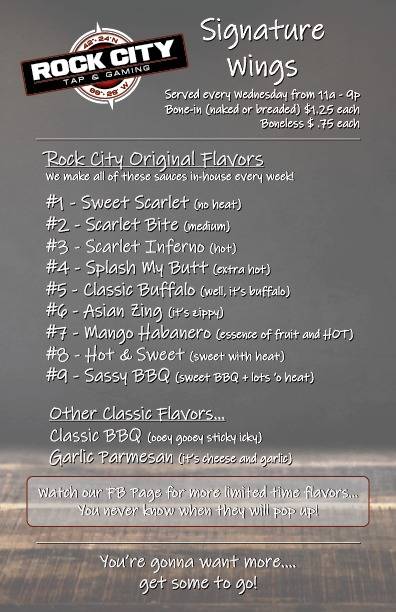 Menu at Rock City Tap Inc pub & bar, Rock City