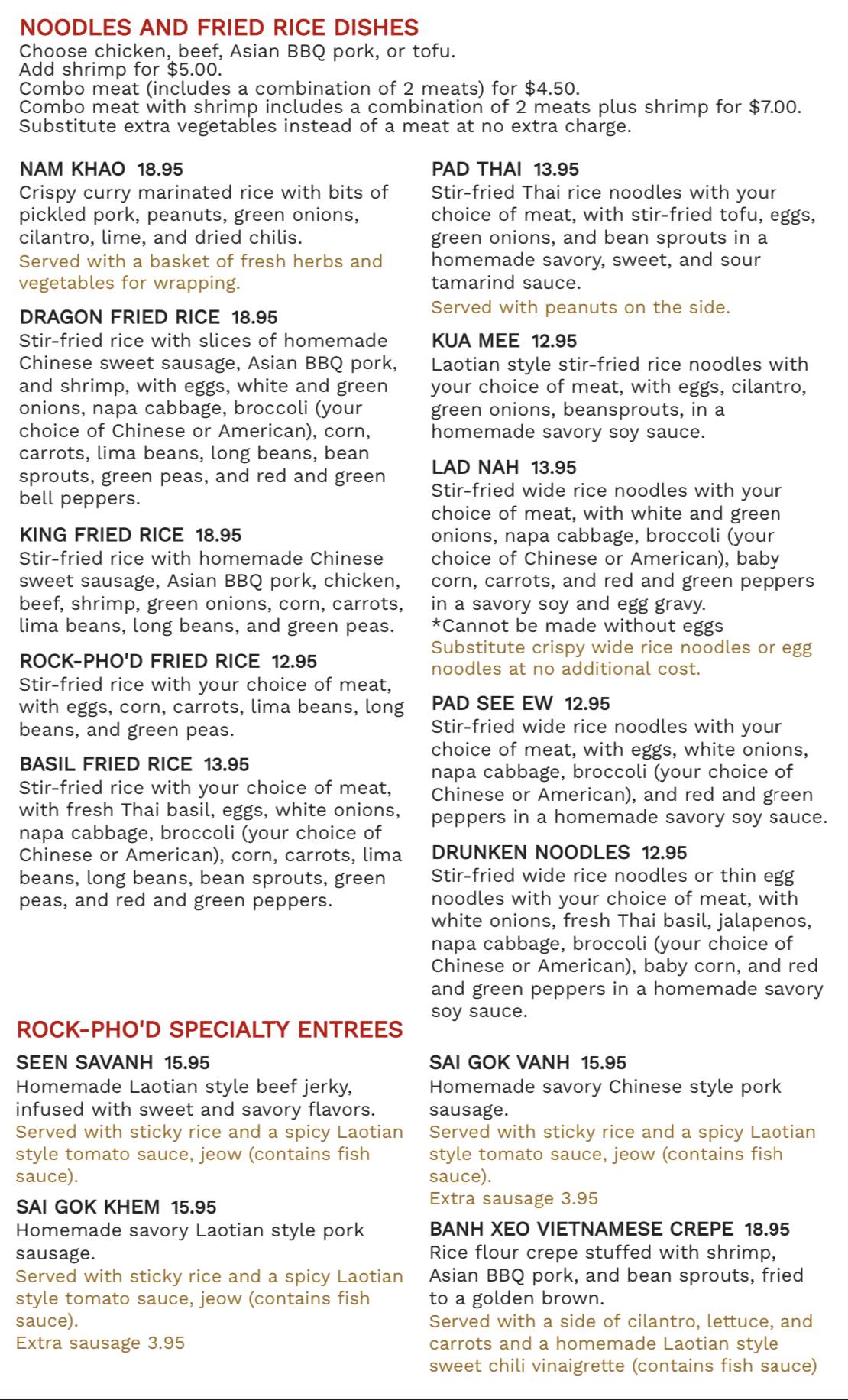 Menu at Rock-Pho'd Asian Fusion Cuisine restaurant, Rockford