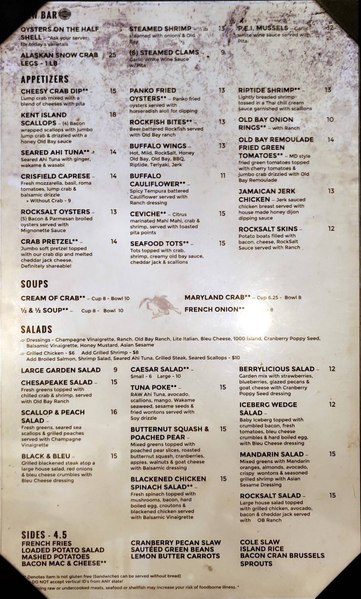 Menu at RockSalt Grille restaurant, Westminster