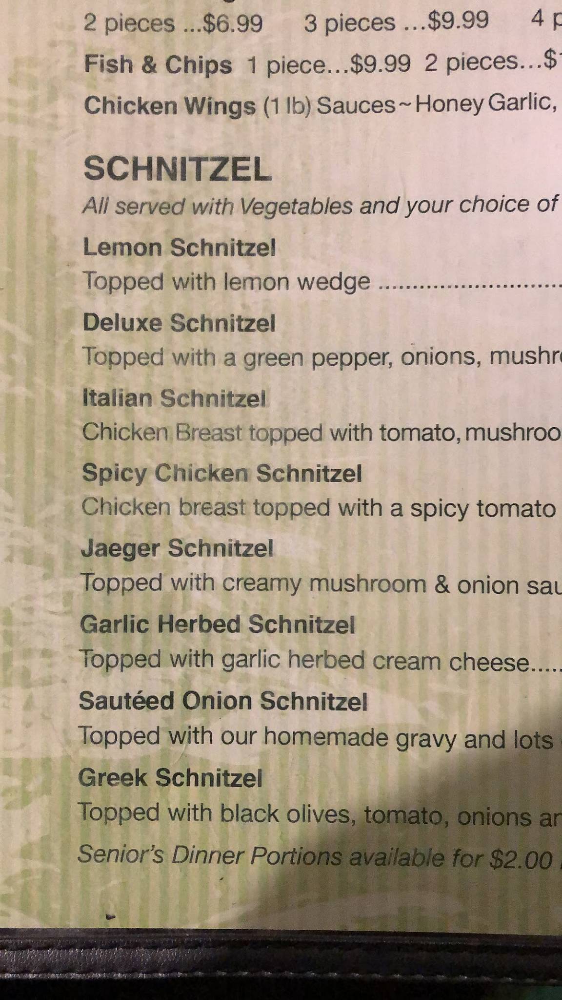 Menu at Rockford Restaurant, Owen Sound, 6 - 10 Hwy