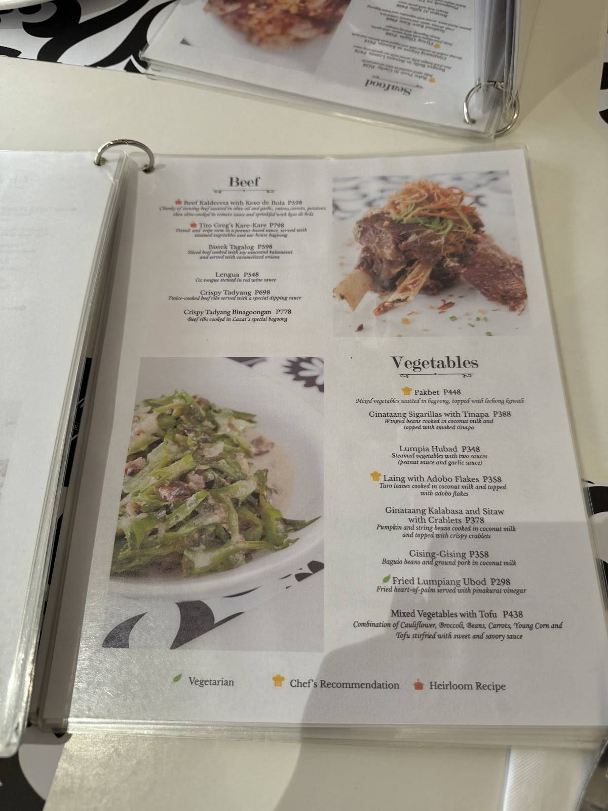 Menu at Romulo Cafe, Taguig