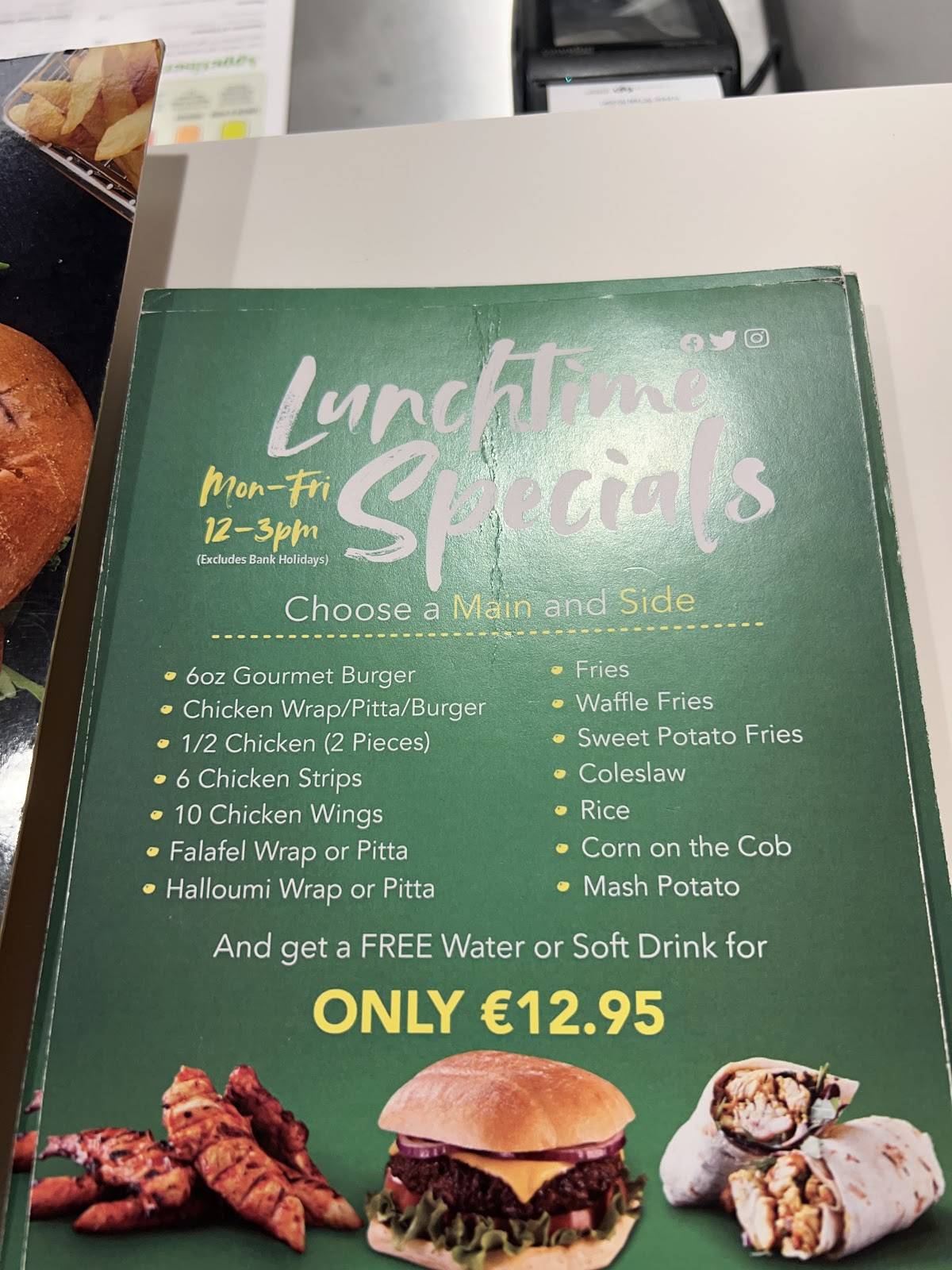 Menu at Roosters Piri Piri Milltown restaurant, Rathmines