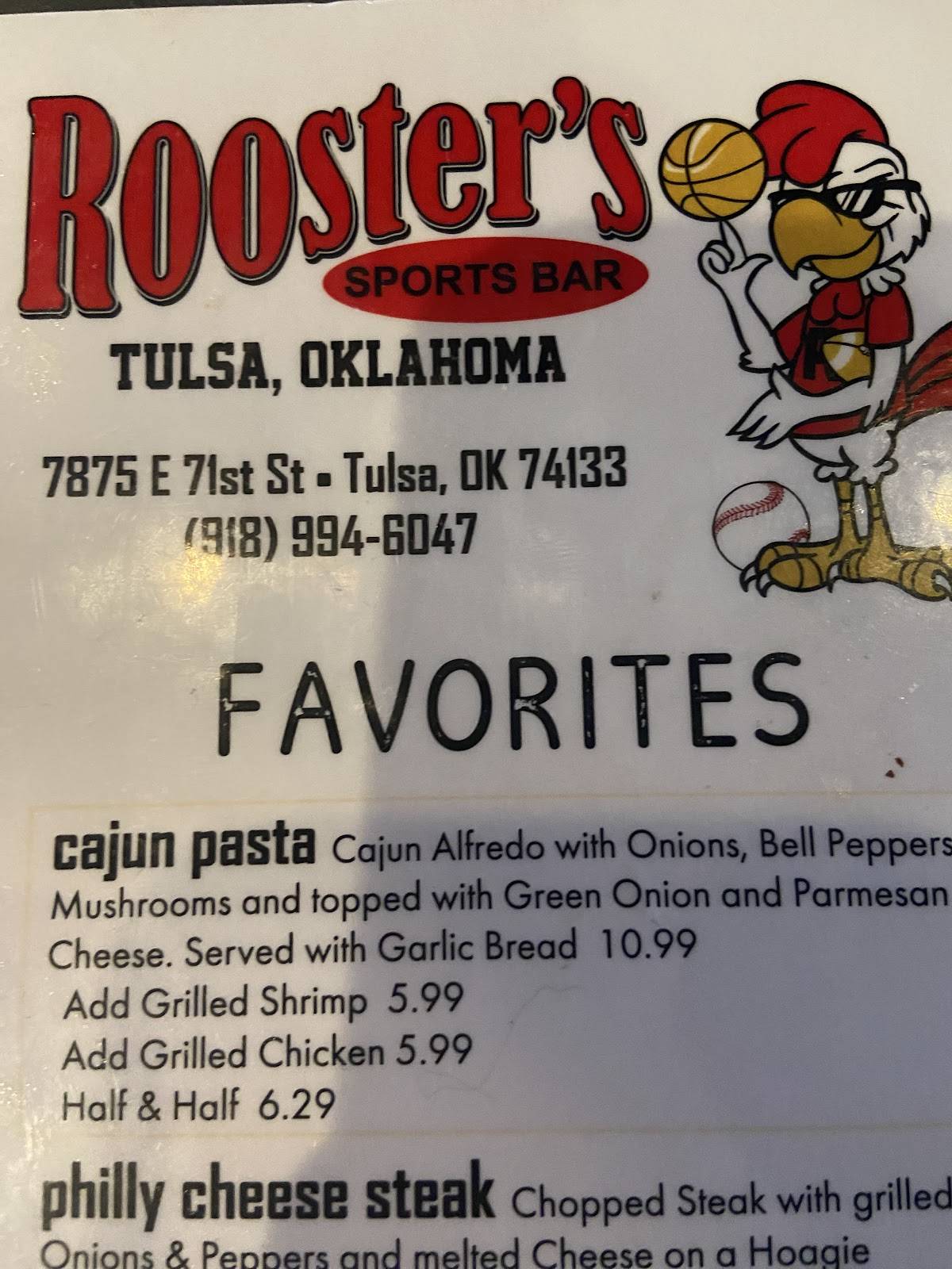 Menu at Roosters Sports Bar - Tulsa, Tulsa