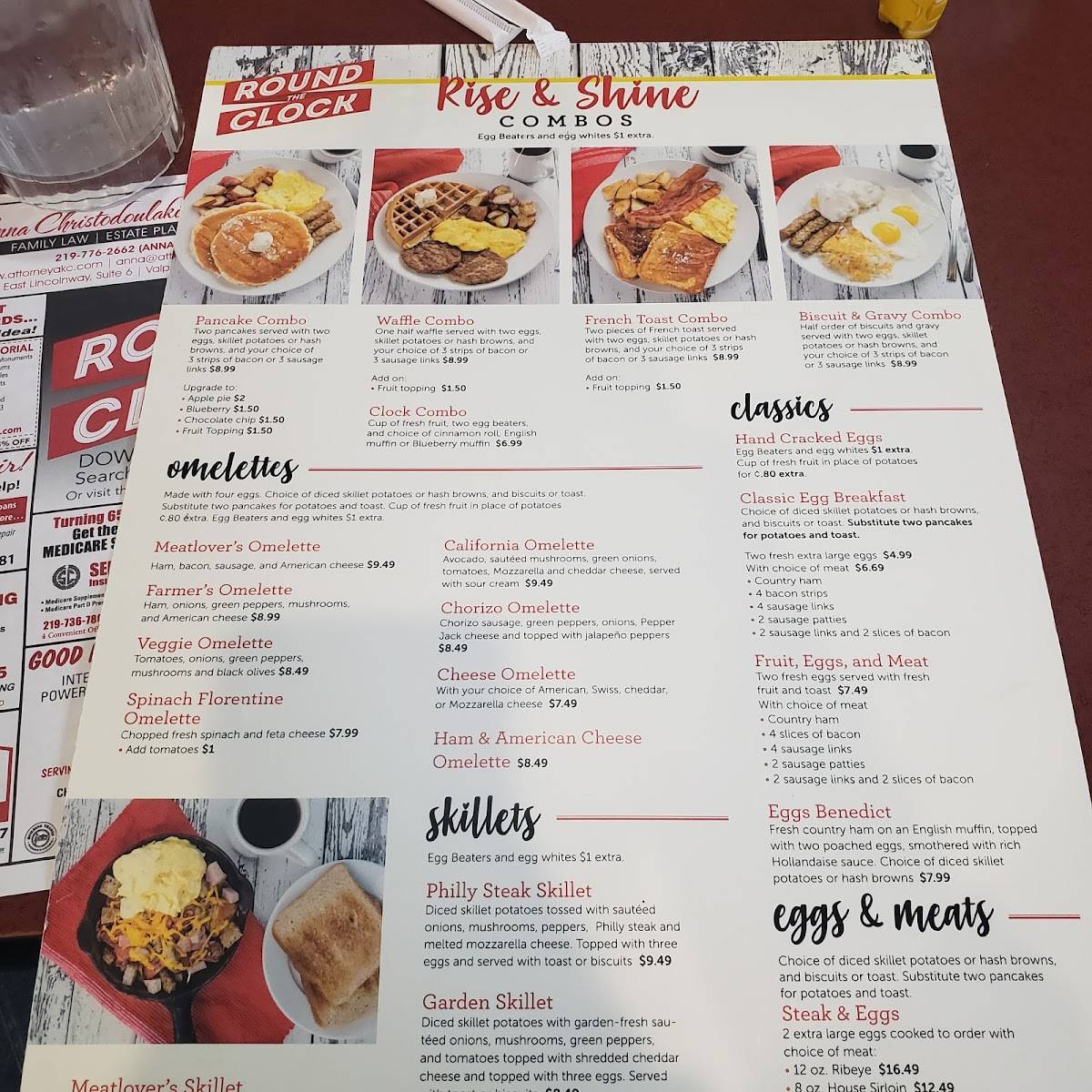 Menu at Round the Clock Restaurant - Valparaiso, Valparaiso, 217 E ...