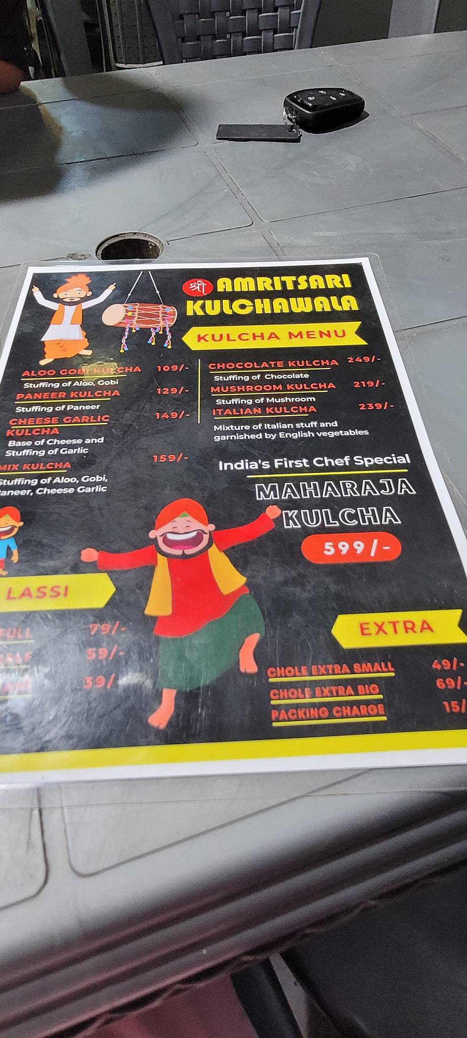 Menu at Royal Amritsari kulcha, Vadodara, Saptagiri Duplex