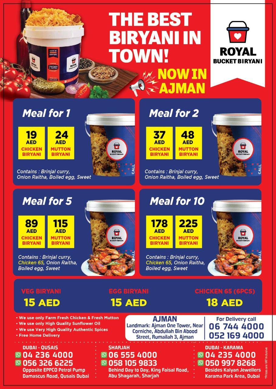 Carta del restaurante Royal Bucket Biryani, Dubai, Shop 7 - Building 31 ...