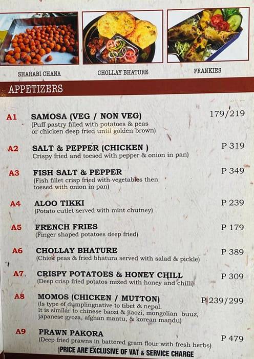 Menu at Royal Indian Curry House restaurant, Makati, General Luna