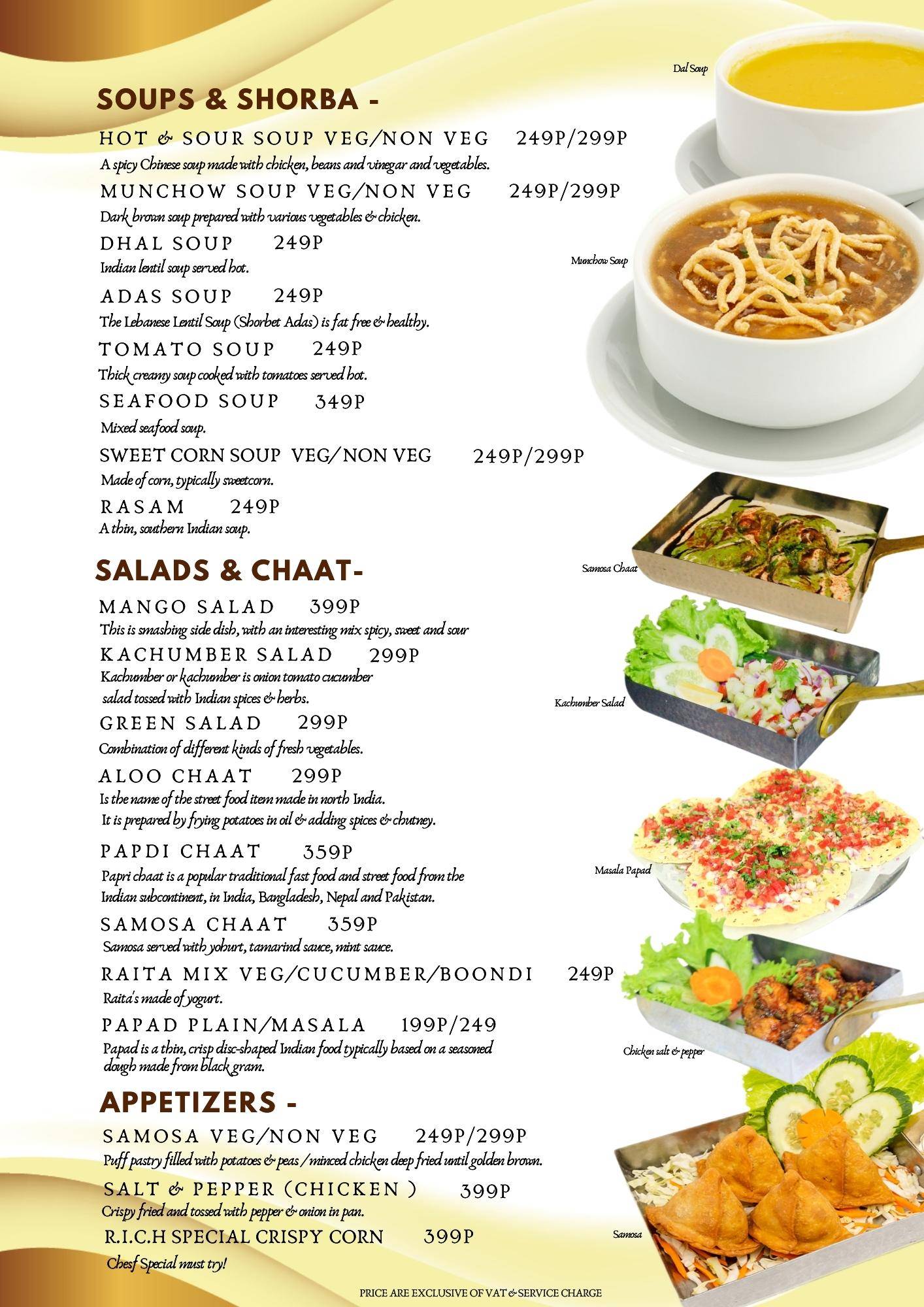 Menu at Royal Indian Curry House restaurant, Makati, General Luna