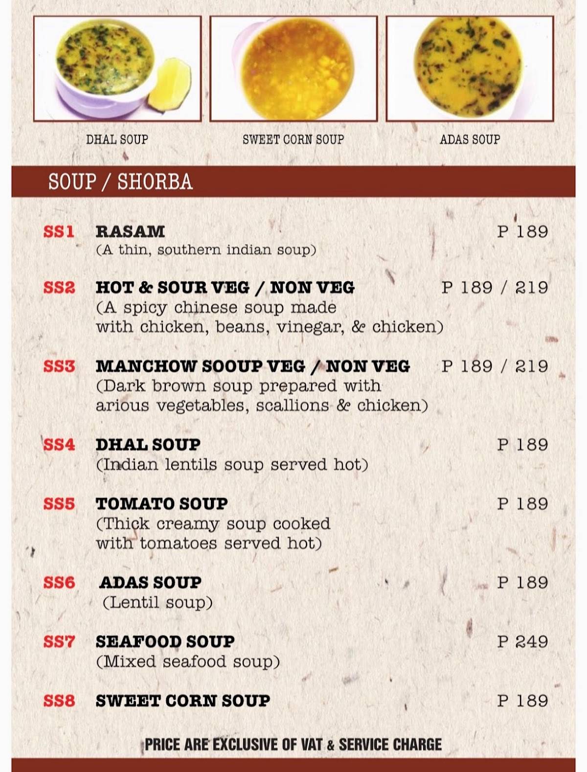 Menu at Royal Indian Curry House restaurant, Makati, General Luna