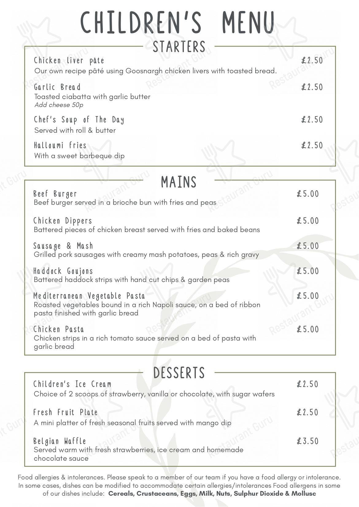 Menu at Rufford Arms Restaurant & Hotel, Scarisbrick