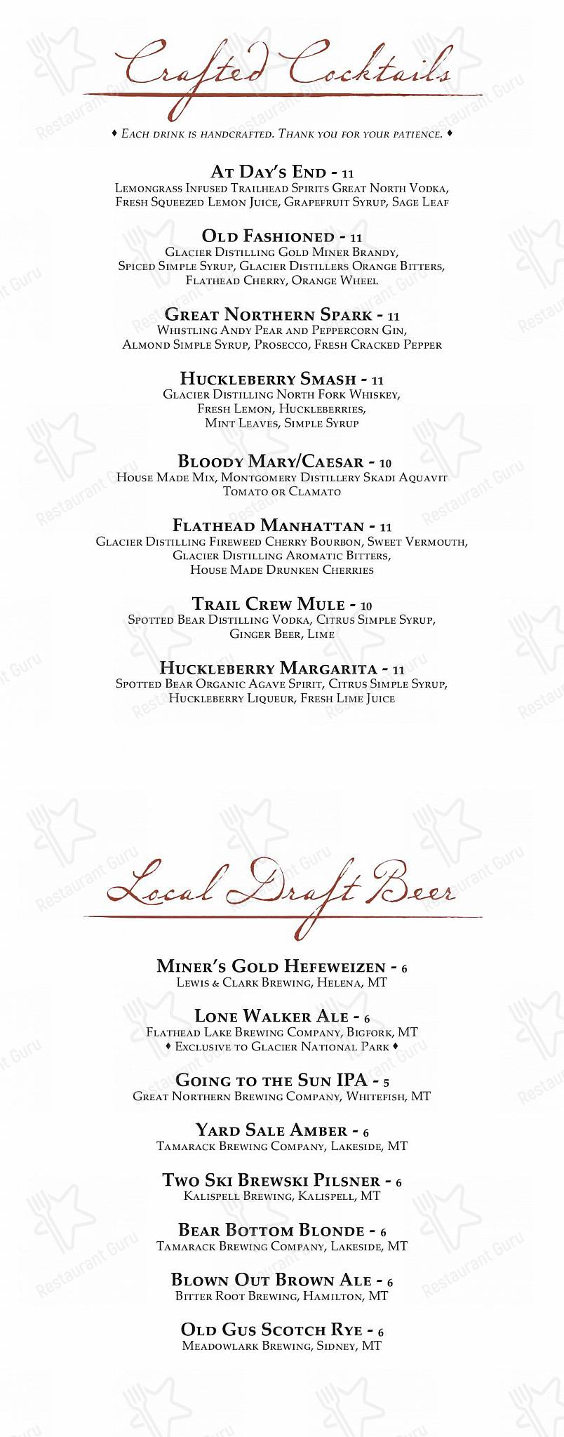 Menu at Russell's Fireside Dining Room restaurant, USA