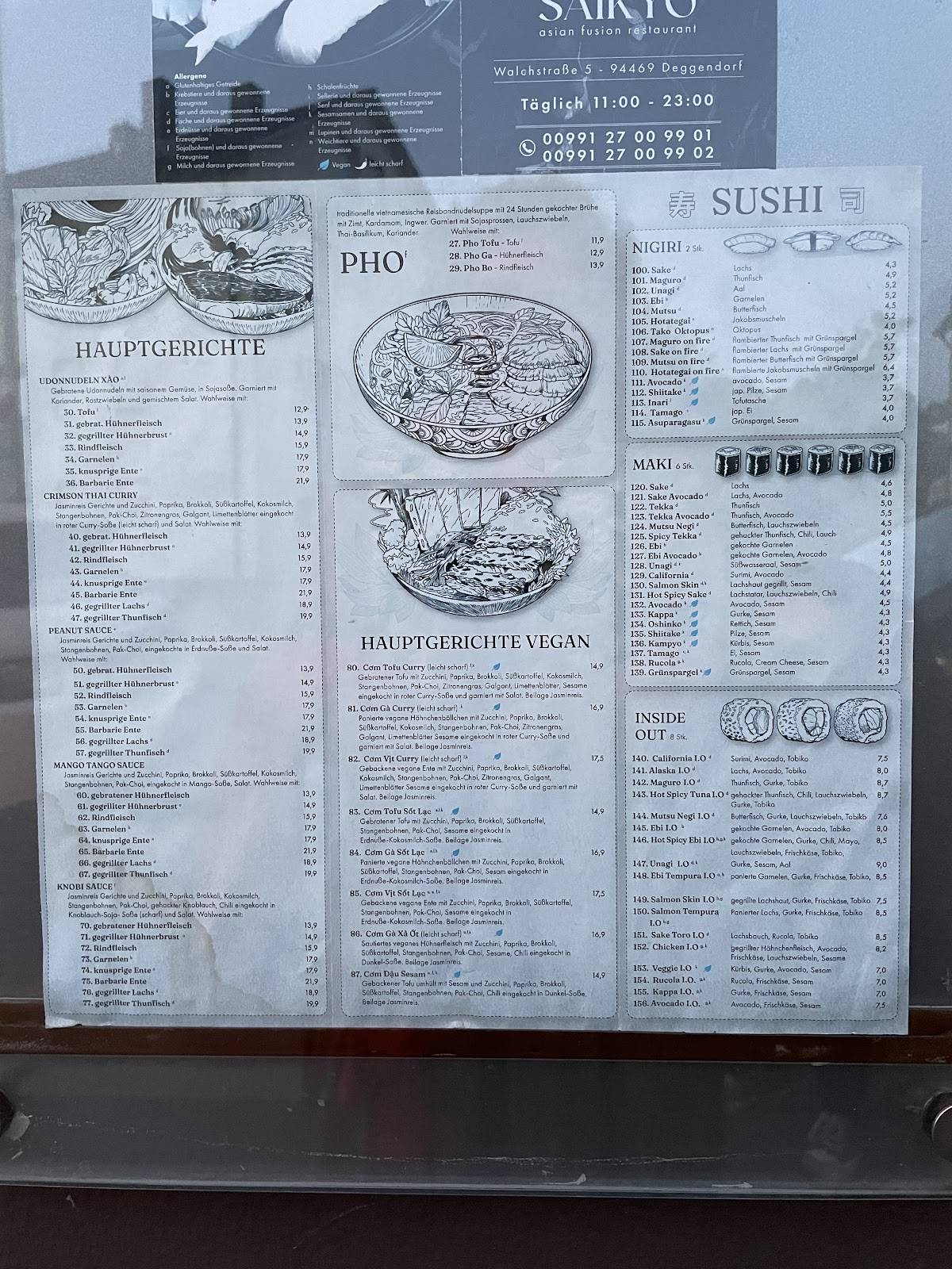 Speisekarte von SAIKYO Restaurant - Asian Fusion & Sushi, Deggendorf