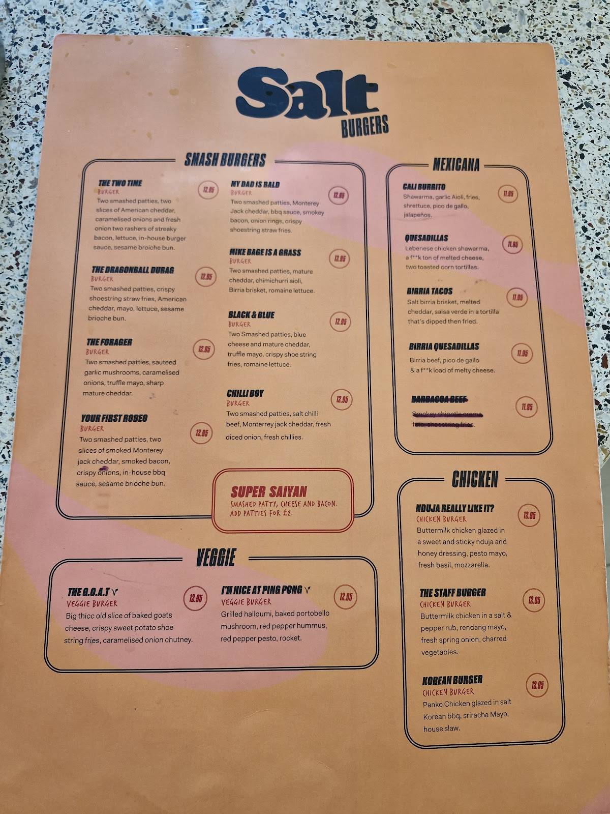 Menu at SALT - Street Food Kitchen & Bar, Darlington
