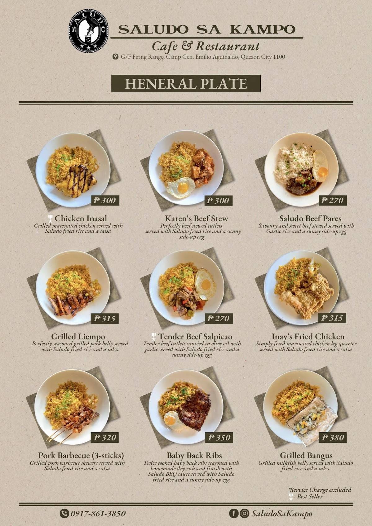 Menu at Saludo Sa Kampo Cafe & Restaurant, Quezon City