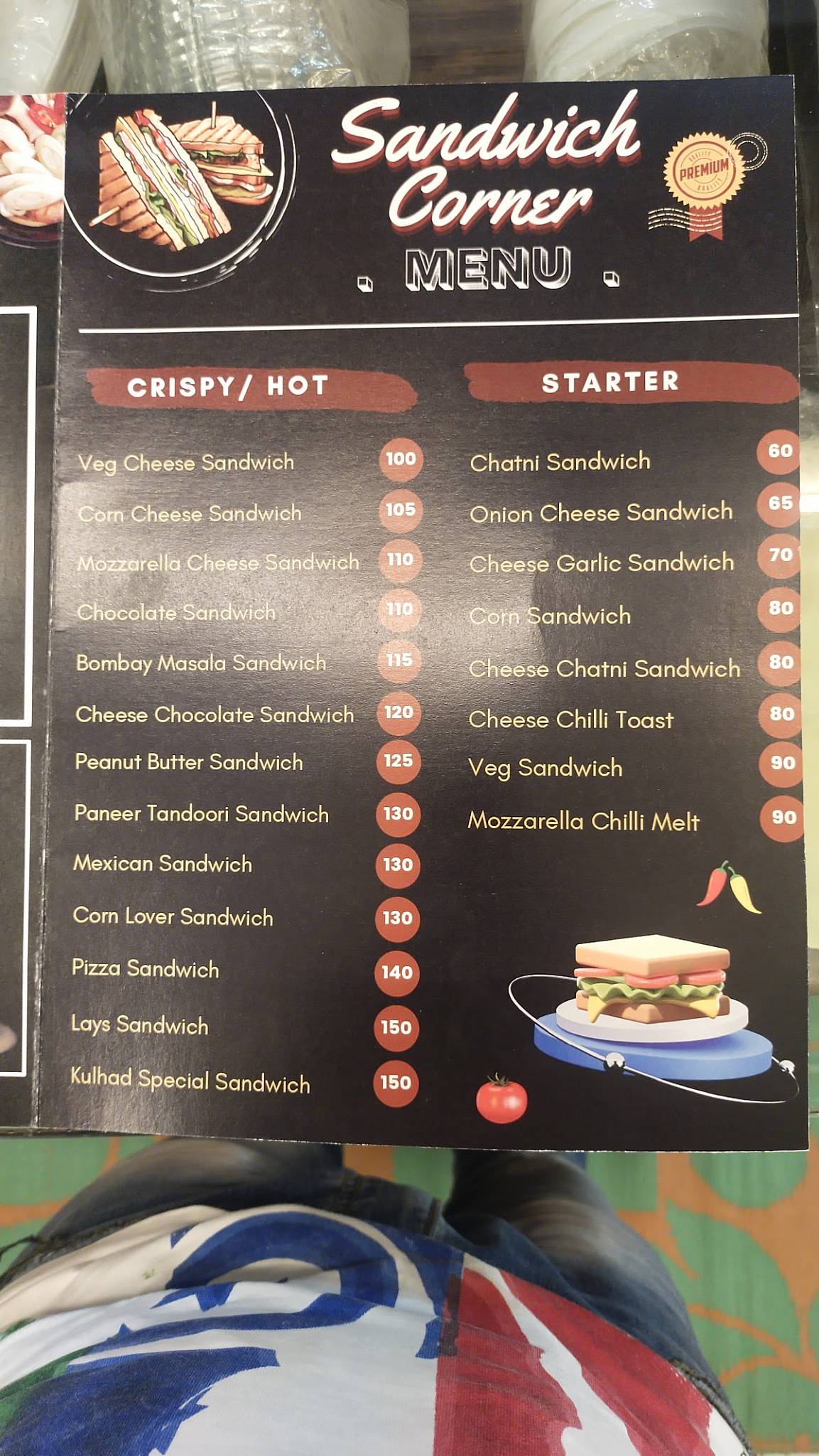 Menu at SANDWICH CORNER, Raipur