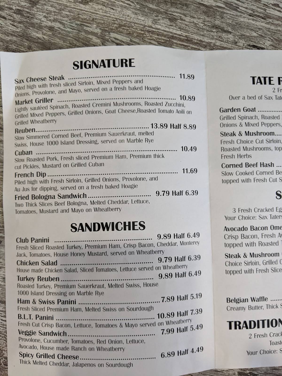 Menu at SAX GRILLE pub & bar, Fort Walton Beach, 10 Eglin Pkwy SE